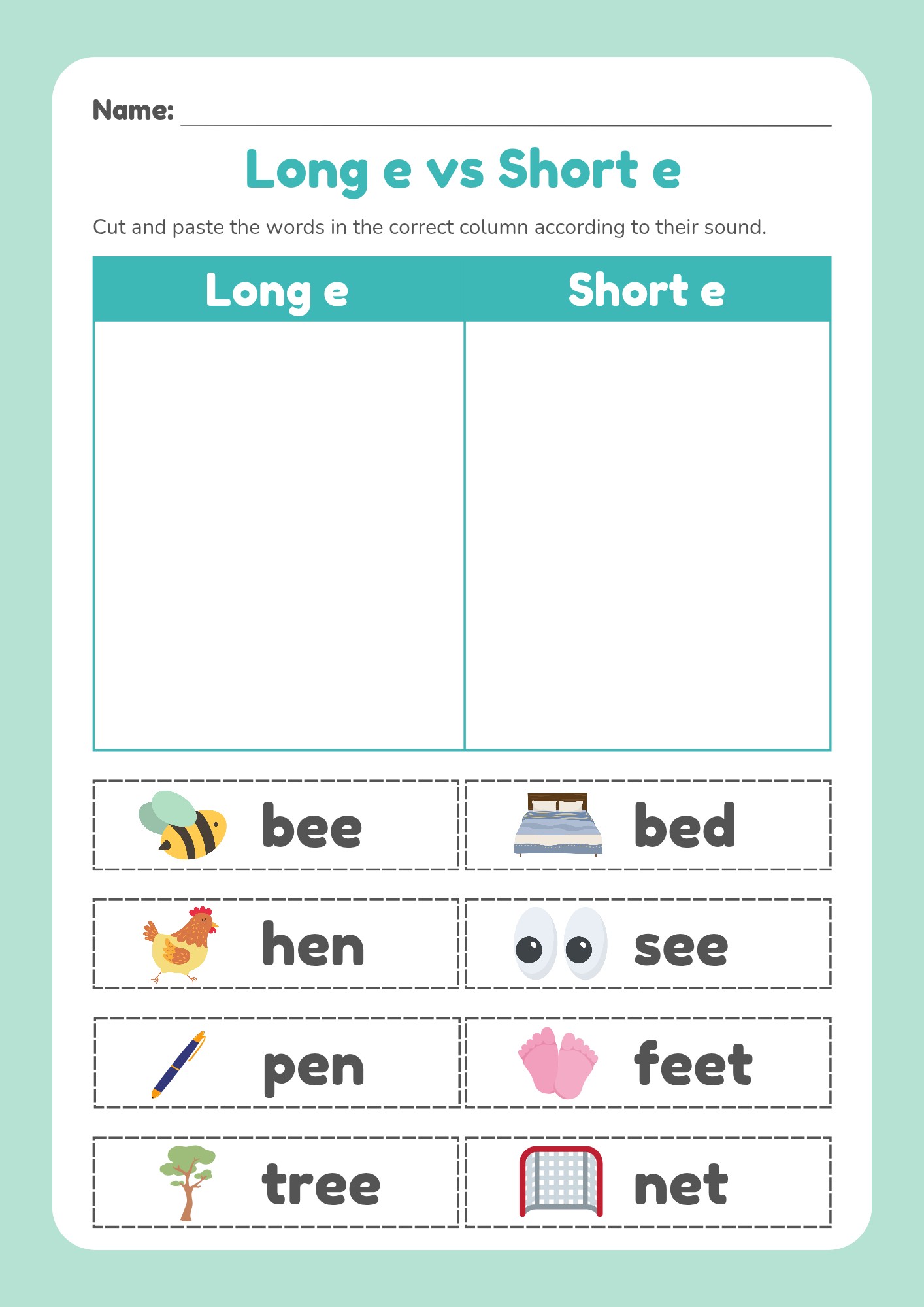 Long Vowels vs. Short Vowels Activity... - Learning Materials | Facebook