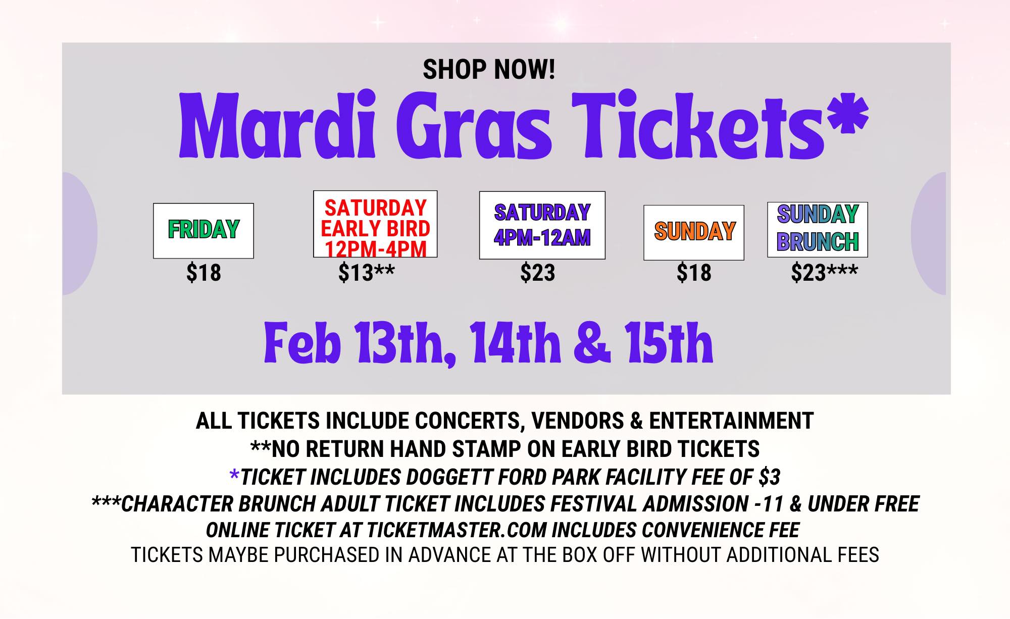 🎭💜💛💚 Mardi Gras SETX Ticket Prices Breakdown! 💚💛💜🎭 Here’s a quick ...
