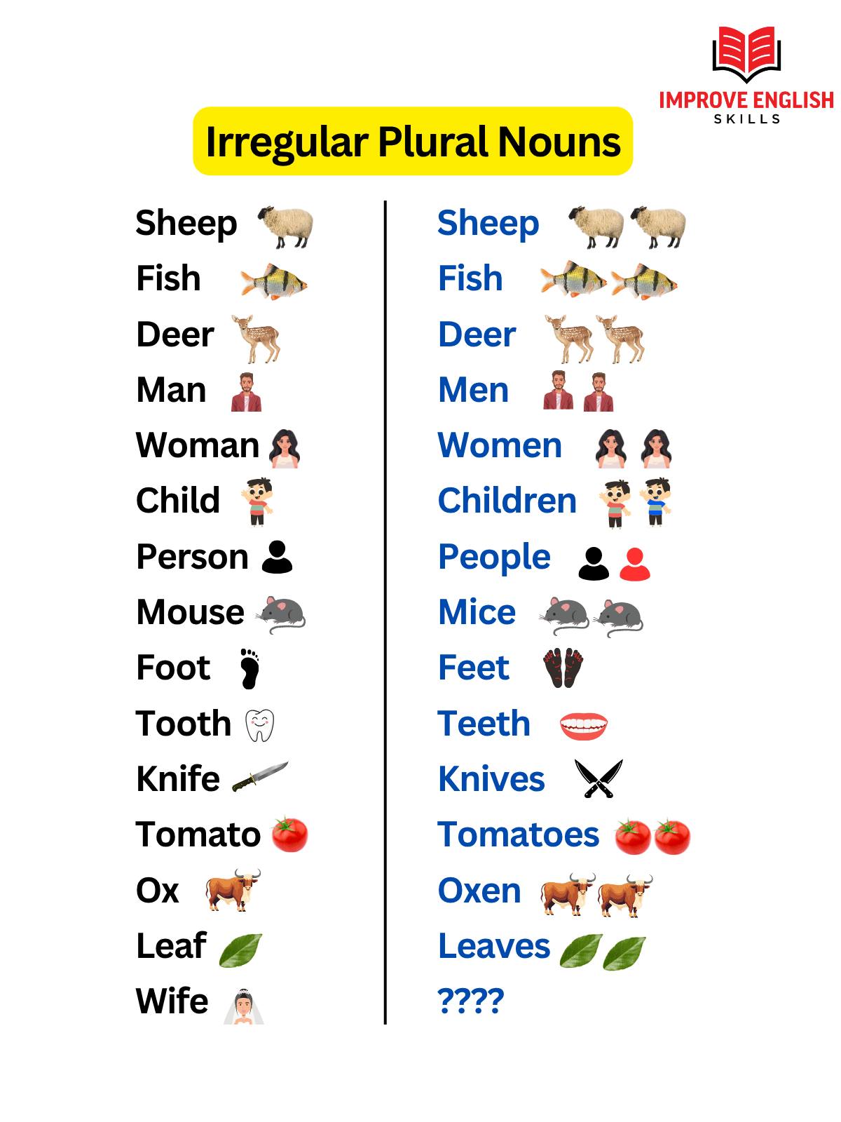 Improve - Irregular Plural Nouns #fblifestyle | Facebook