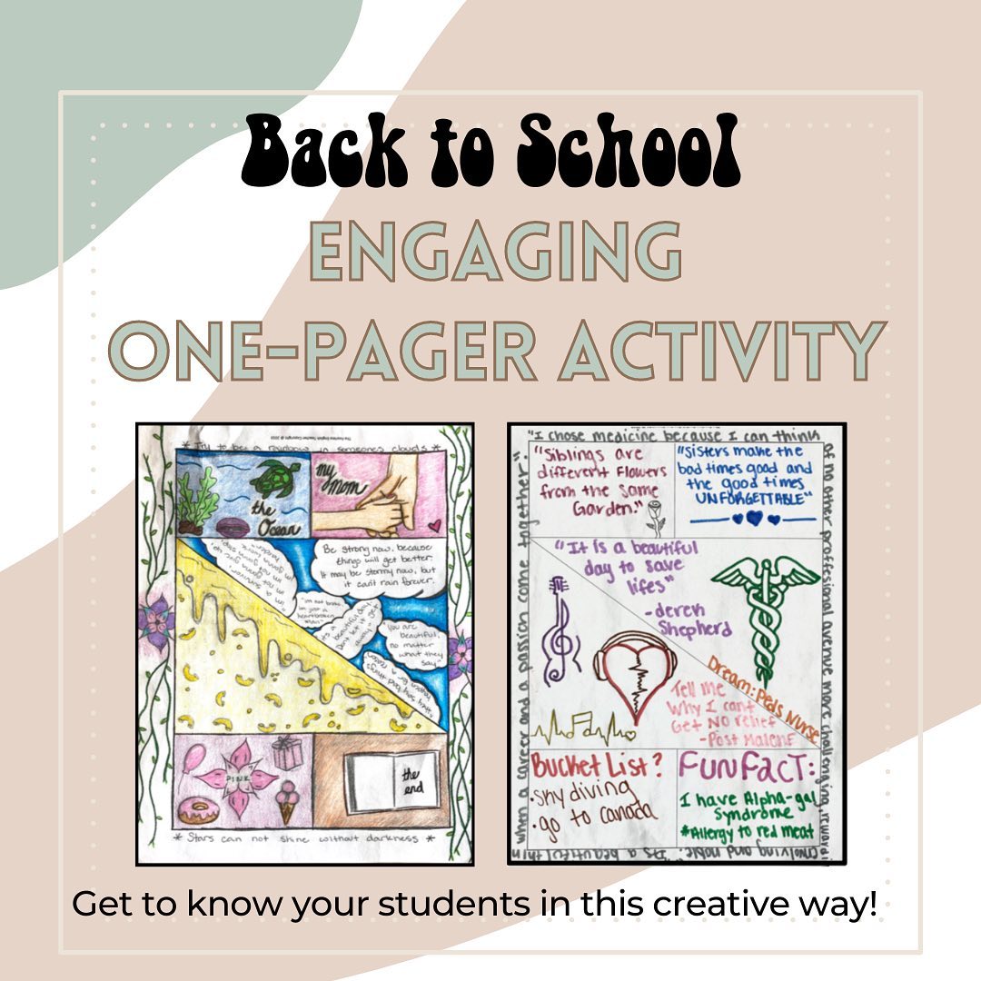 Books - One-pagers, but in your first week of school plans! 📝🔥 This is ...