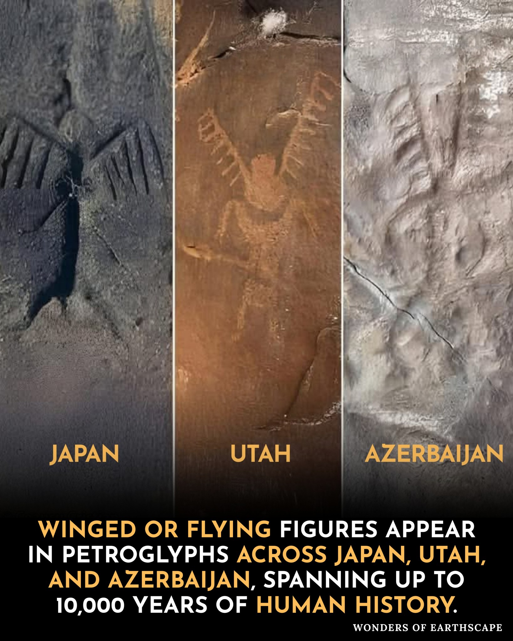 Wonders - Petroglyphs depicting winged or flying figures have been ...