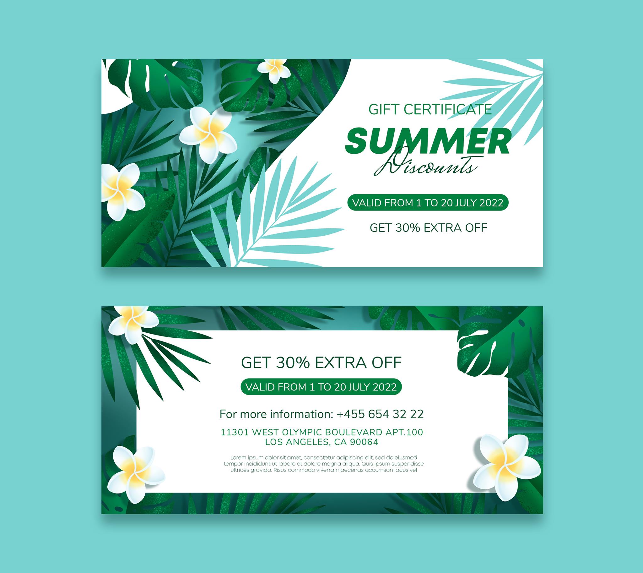 Free Summer Gift Certificate PSD... - Free PSD Templates