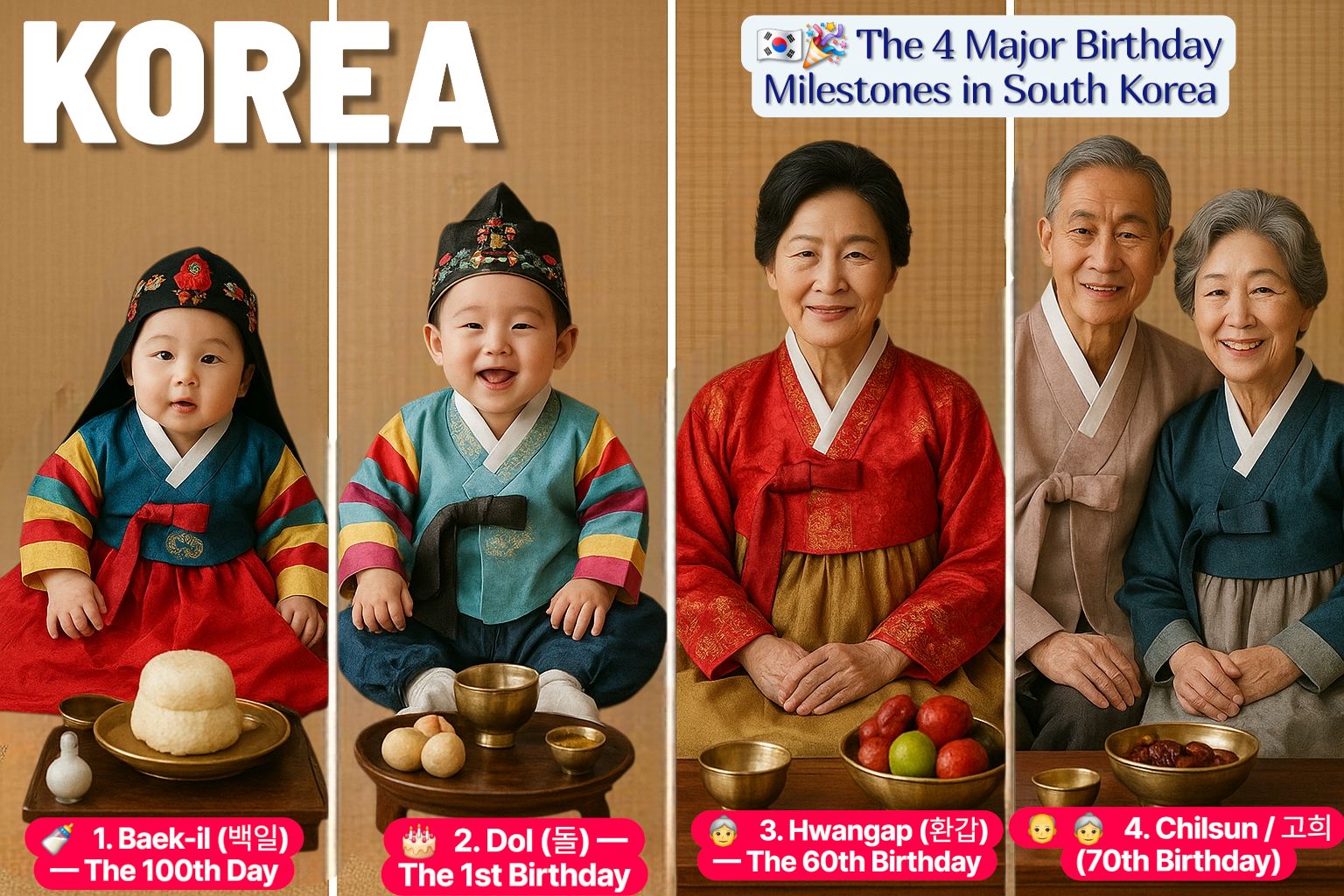 In - 🇰🇷🎉 The 4 Major Birthday Milestones In South Korea In Korean ...