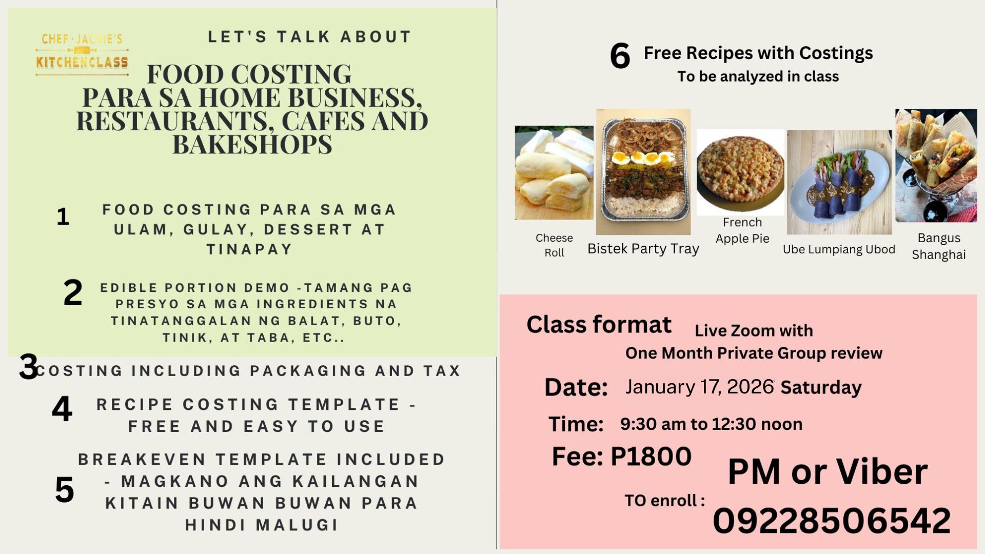 Chef - Class Alert!! Accurate Food Costing for Home Business ...