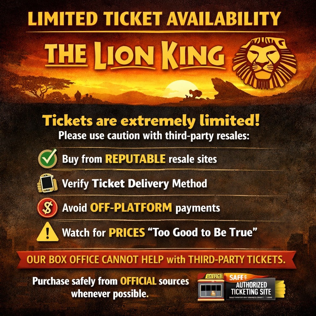SAFE - 🎭 LIMITED TICKET AVAILABILITY – The Lion King 🦁 Ticket ...