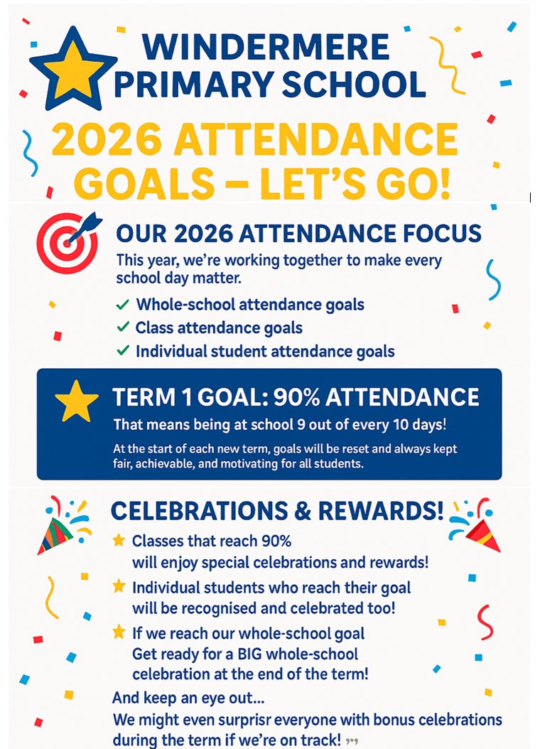 Windermere - 🎉 ATTENDANCE GOALS ARE HERE FOR 2026! 🎉 At Windermere ...