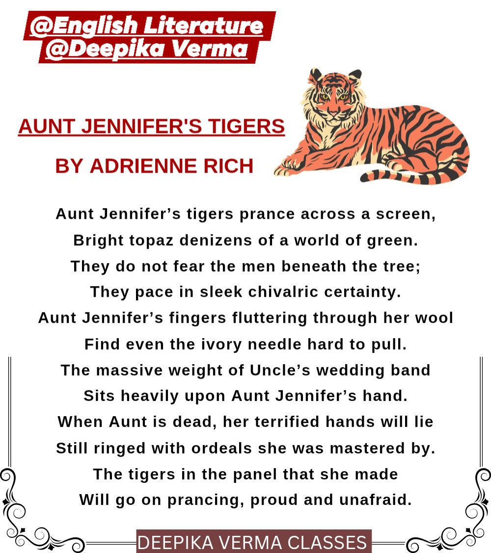 English - "Aunt Jennifer’s Tigers" is a poem written in 1951 by the ...