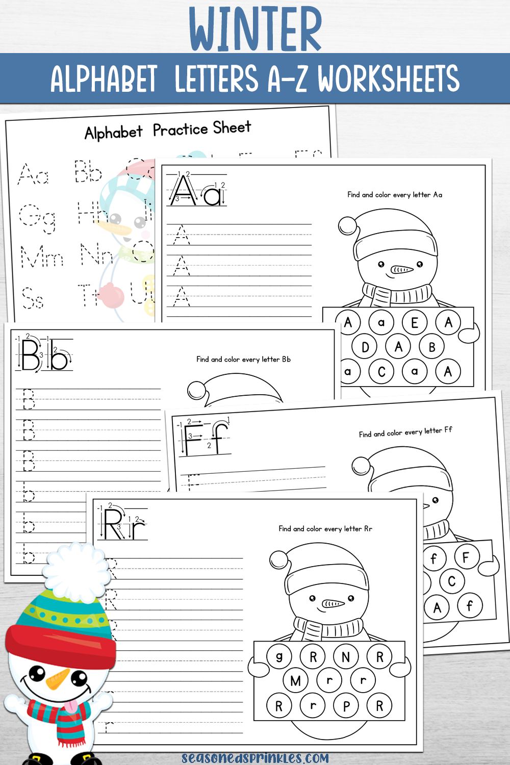 Seasoned - Winter alphabet printables. Get the freebie: https://www ...