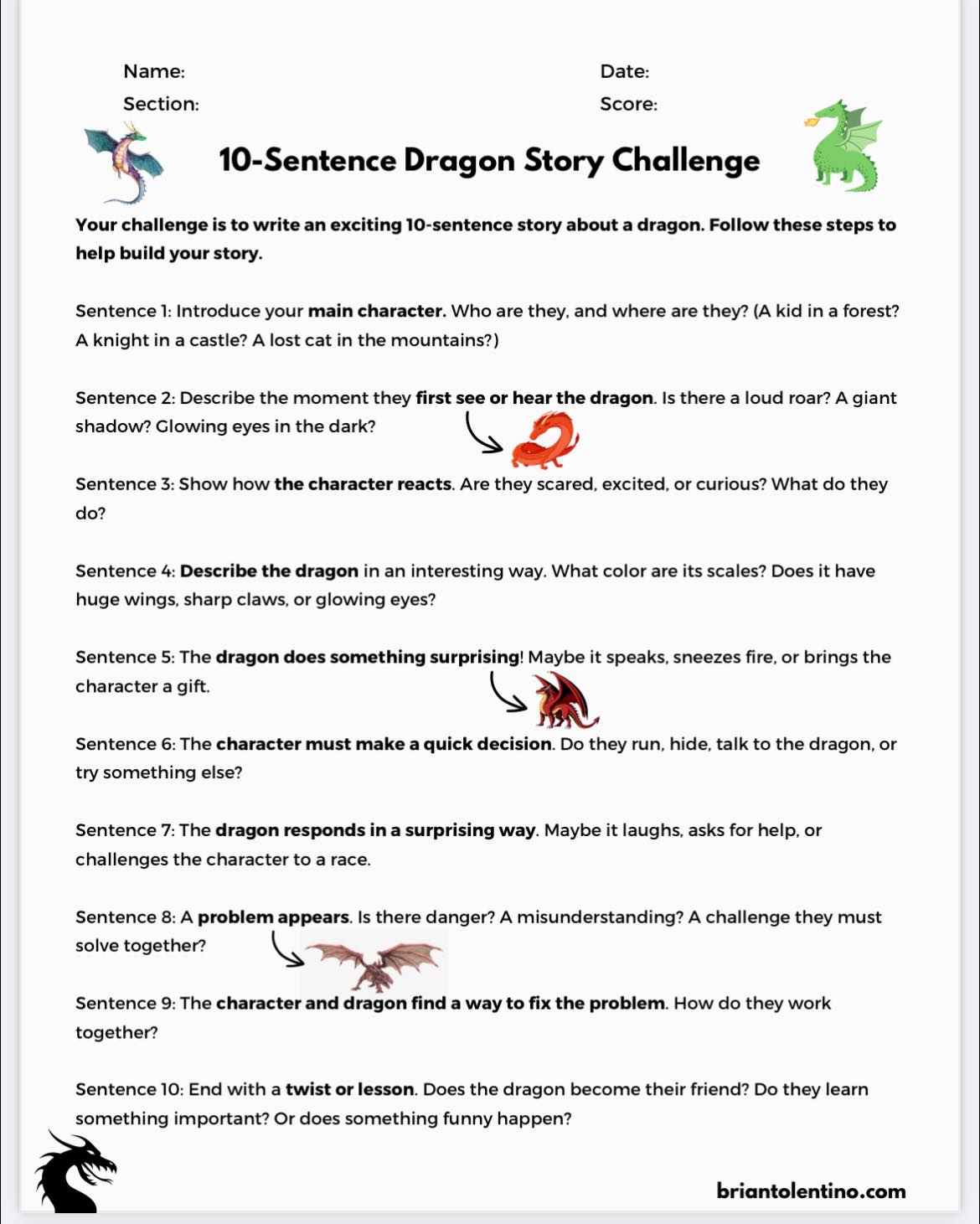 10-Sentence Dragon Challenge! Link... - Tolentino Teaching | Facebook