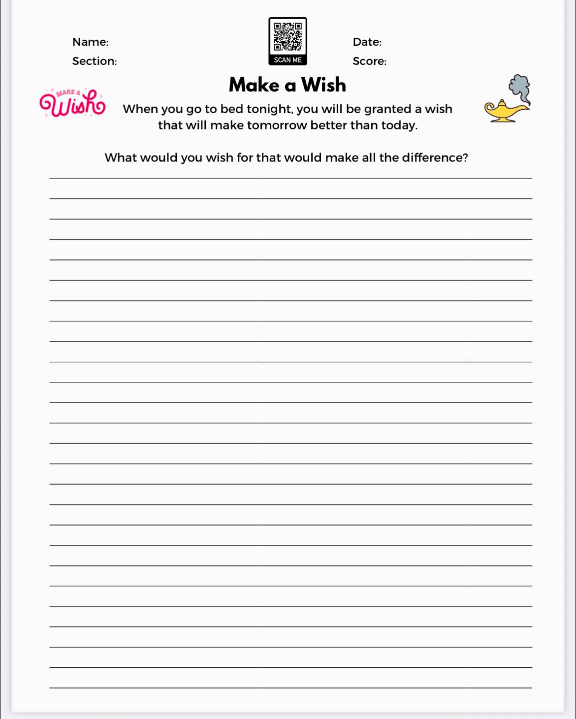 Tolentino - Writing Prompt: Make a Wish! Link here: https ...