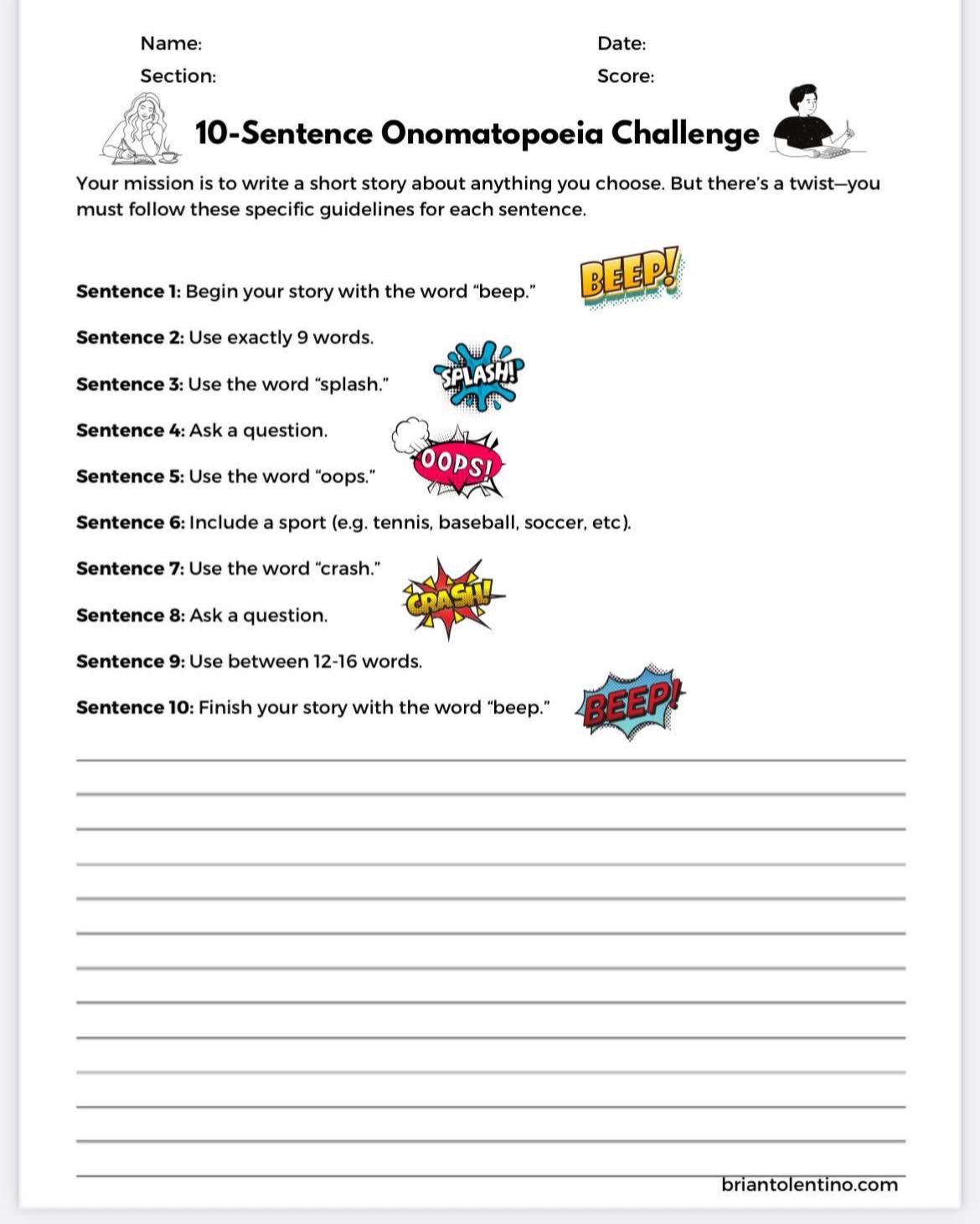 10-Sentence Onomatopoeia Challenge!... - Tolentino Teaching | Facebook