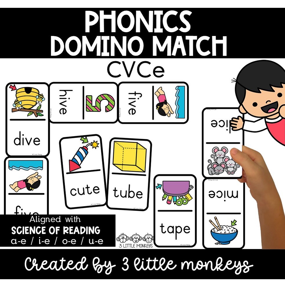 3 Little - ️Phonics Domino Match CVCe ️ This hands-on phonics activity ...
