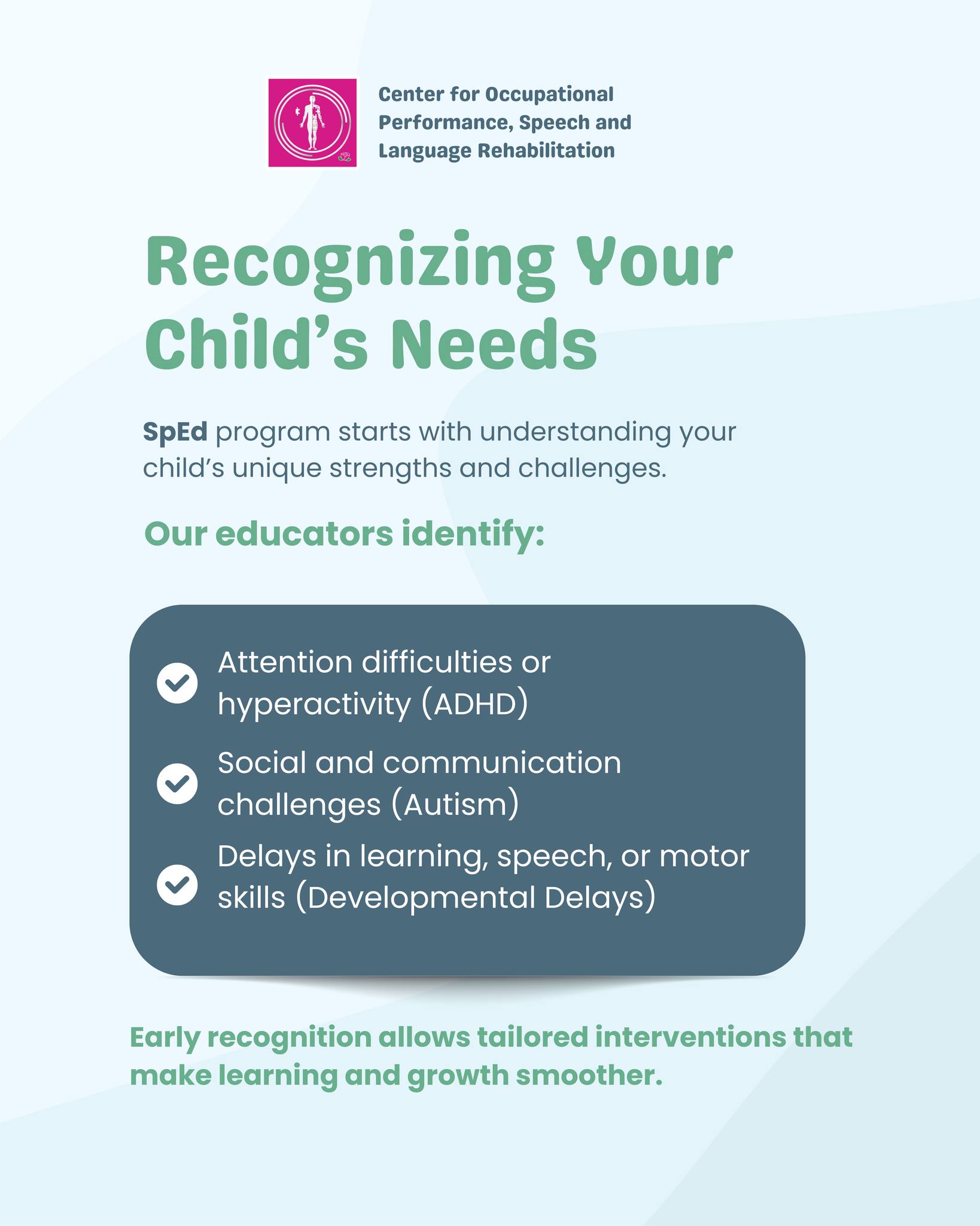 Center for Occupational Performance, Speech and Language Rehabilitation ...