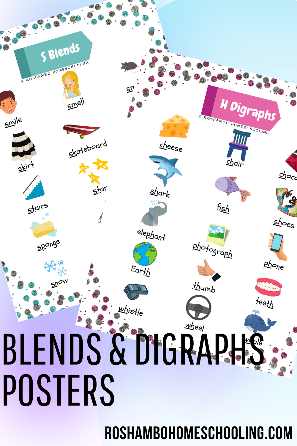 BLENDS AND DIGRAPHS POSTER SET... - Roshambo Homeschooling