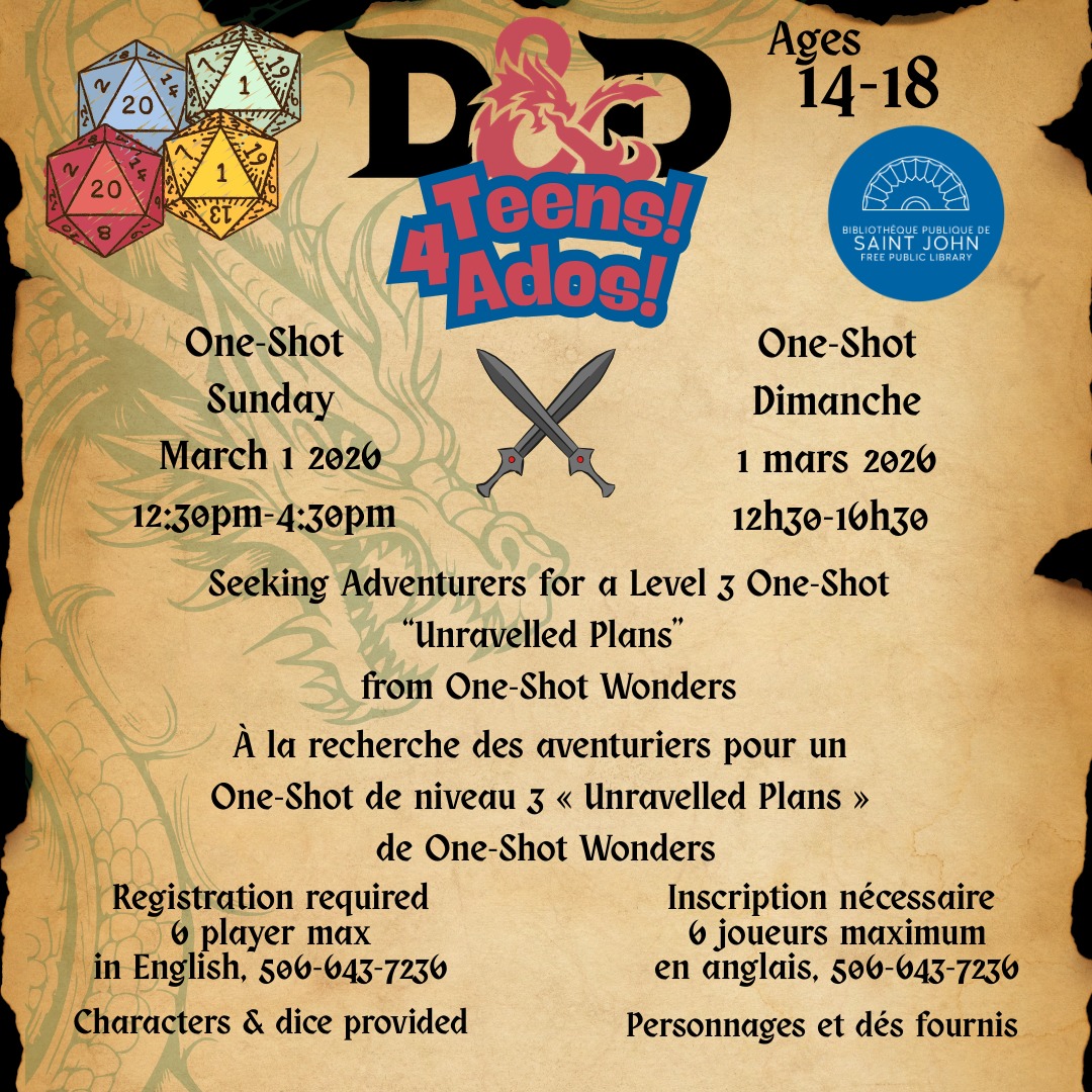 Bibliothèque - Join us over March Break for D&D for teens! Register now ...