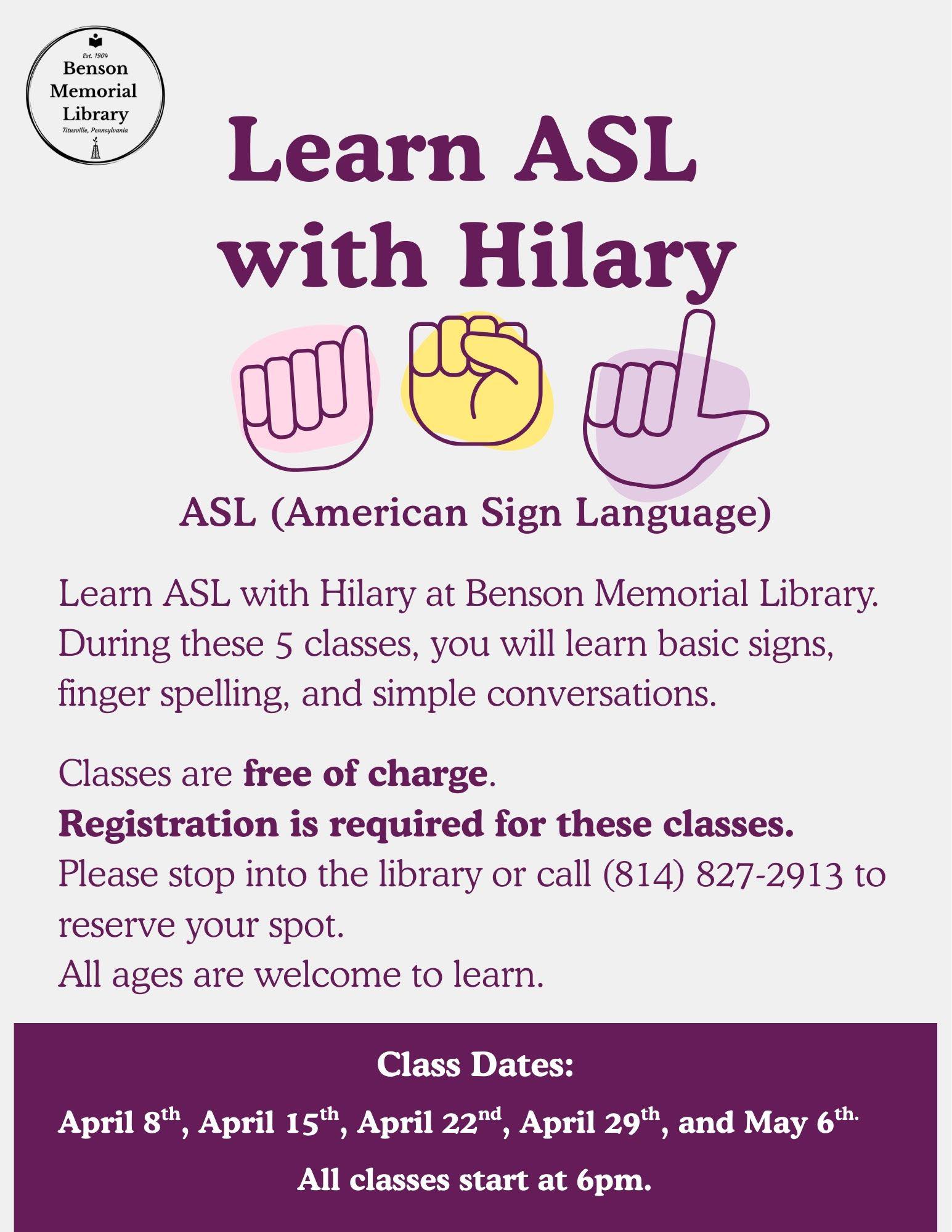 Warner’s Bakery - I’m excited to be teaching a free ASL... | Facebook