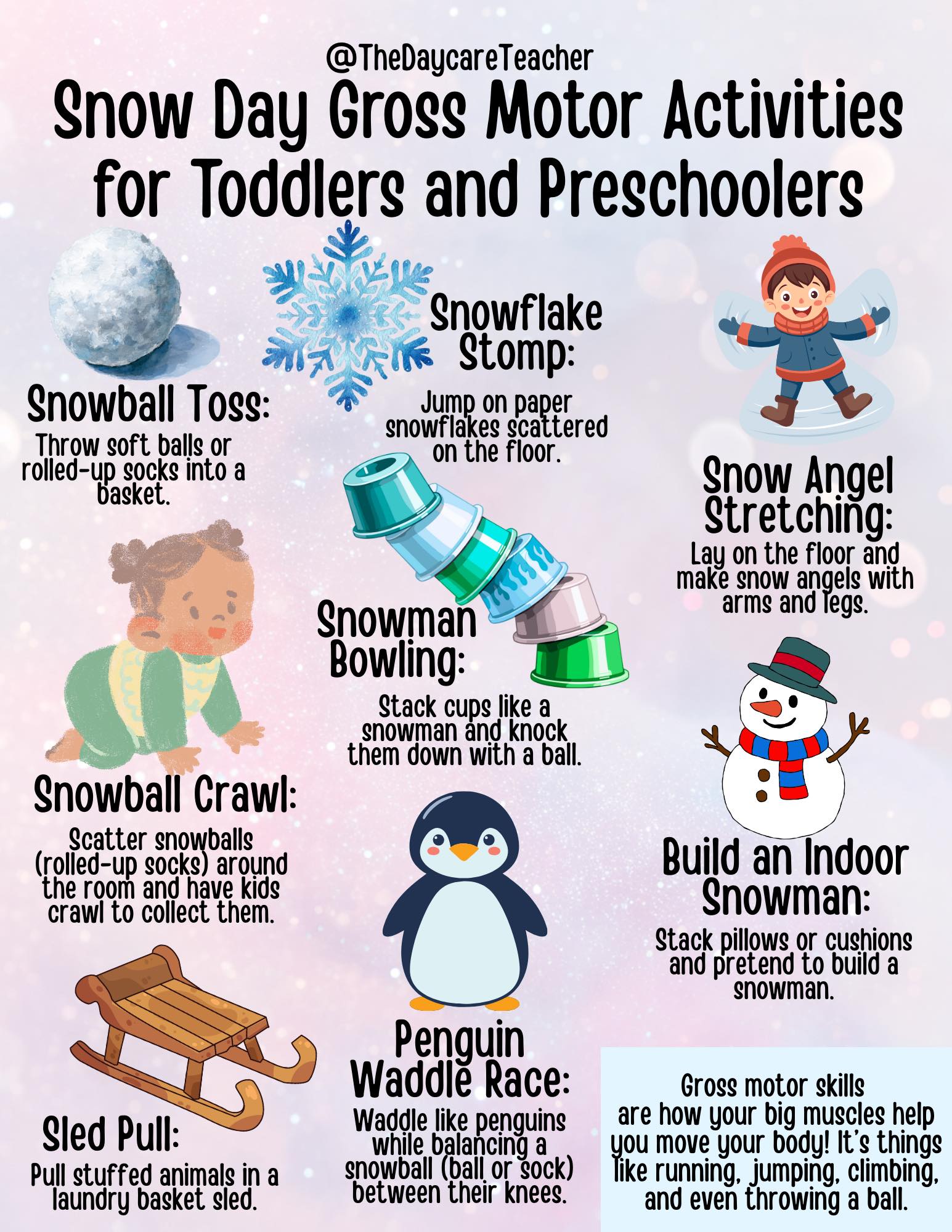 The Daycare - Snow Day Gross Motor Activities for Toddlers and ...