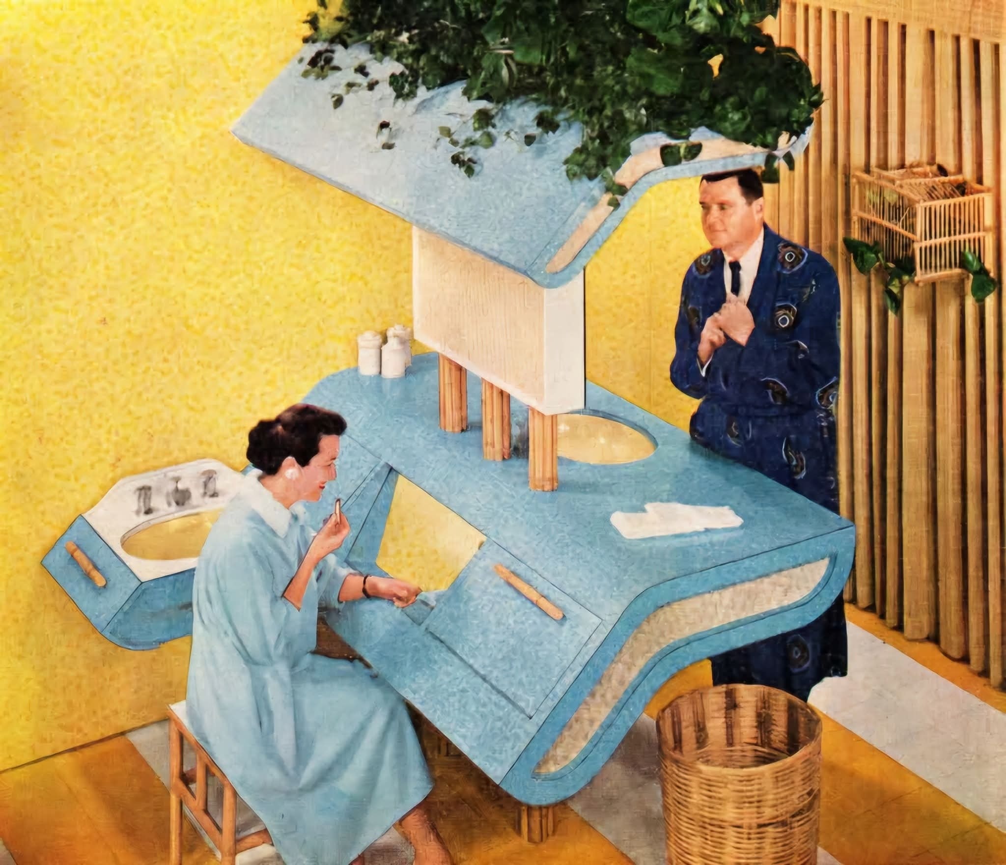 Awesome Formica Nassau Dual His And Hers Vanity 1957~ Ive Never Seen