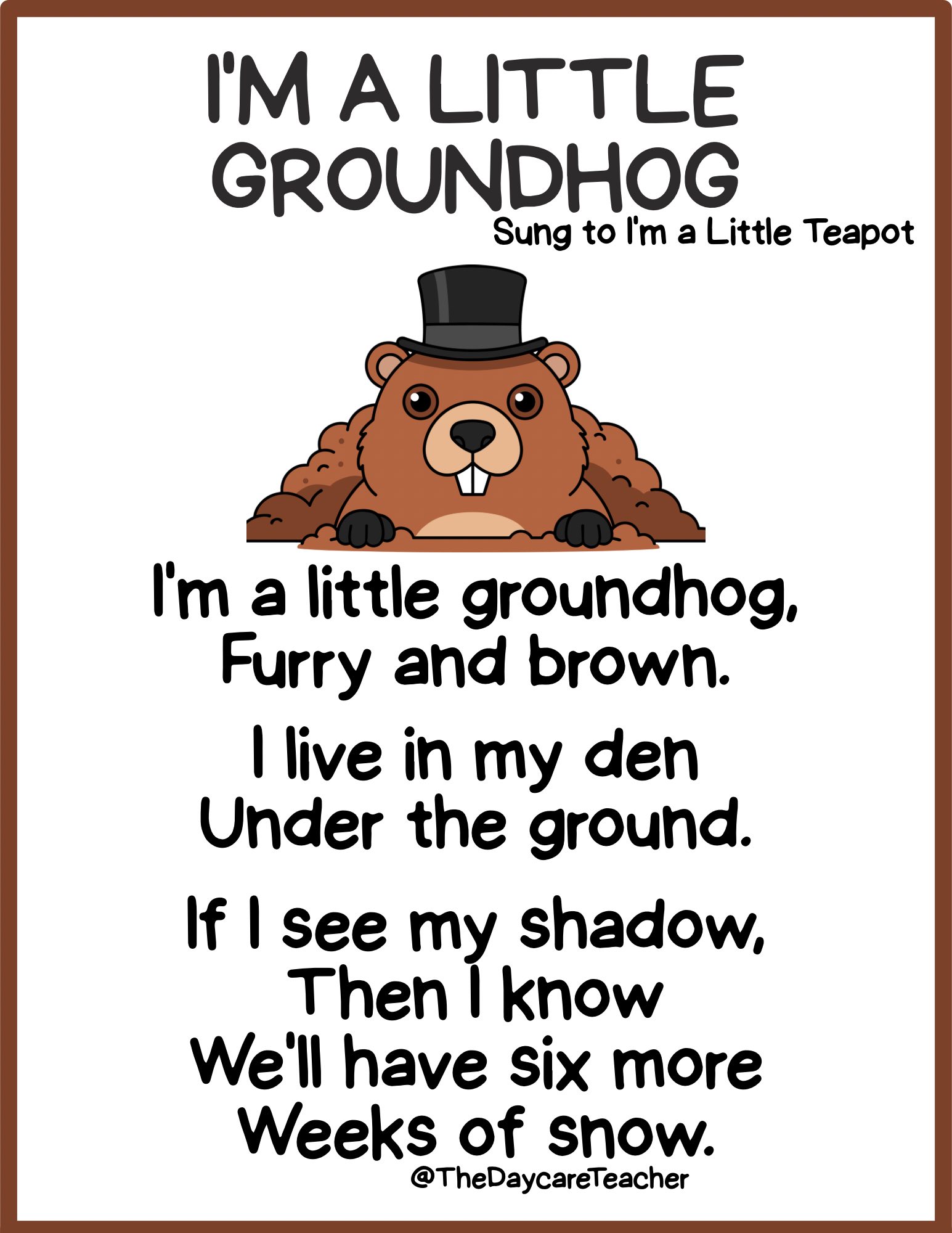 Cute and Silly Groundhog... - The Daycare Teacher Stories | Facebook