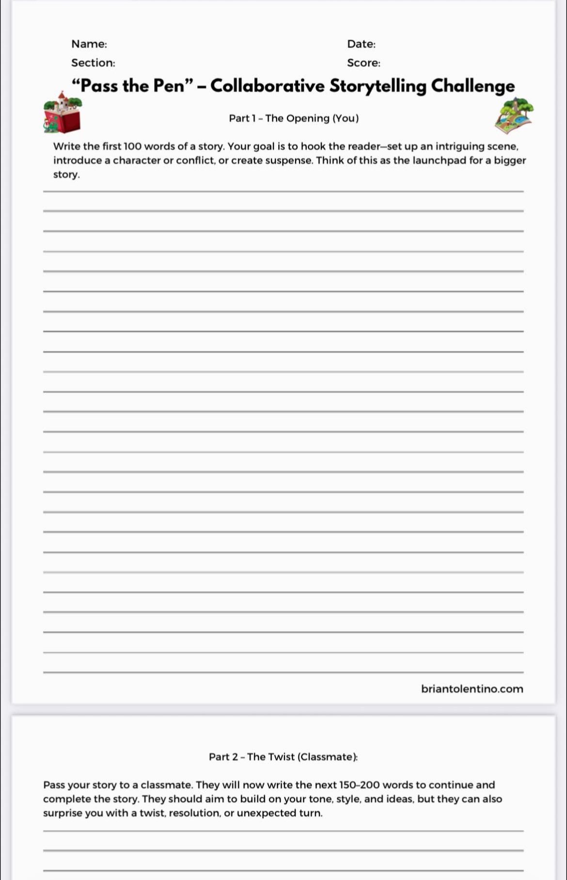 Tolentino - “Pass the Pen” – Collaborative Storytelling Challenge Part ...