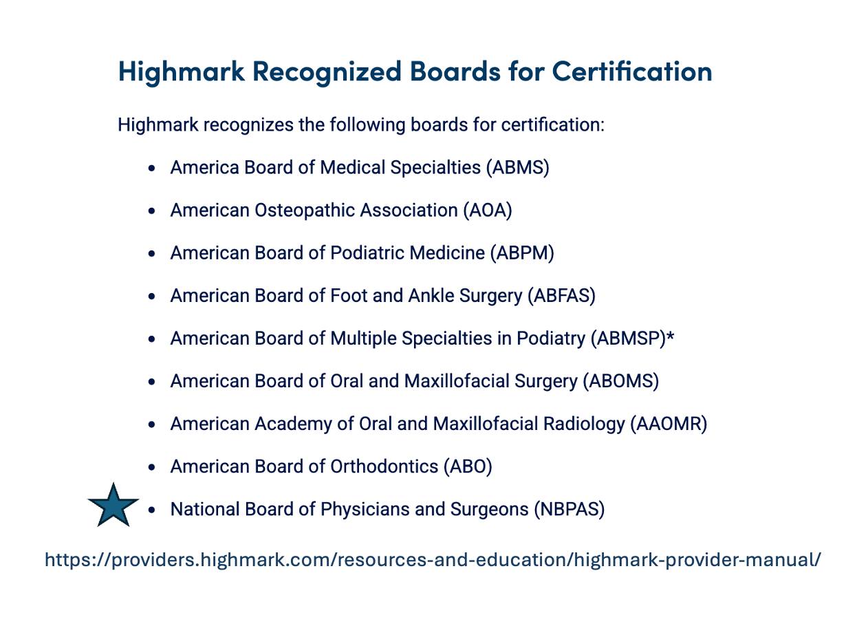National - NBPAS is proud to share that Highmark Blue Cross Blue Shield ...