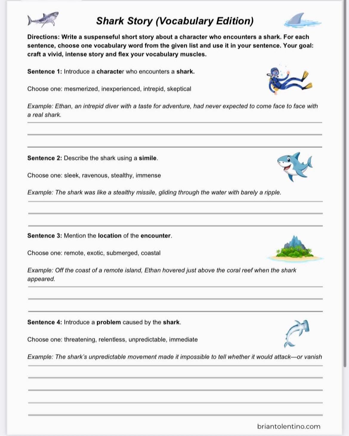 10-Sentence Shark Story Challenge... - Tolentino Teaching | Facebook