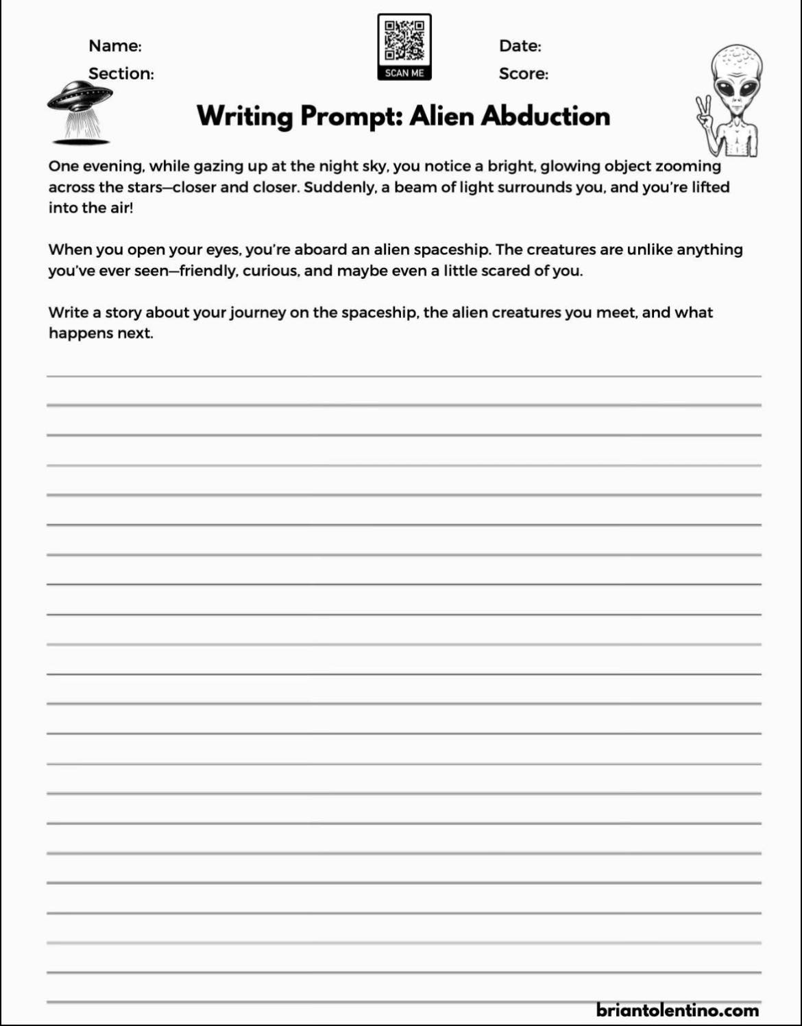Tolentino - Writing Prompt: Abducted by Aliens! Link here: https ...