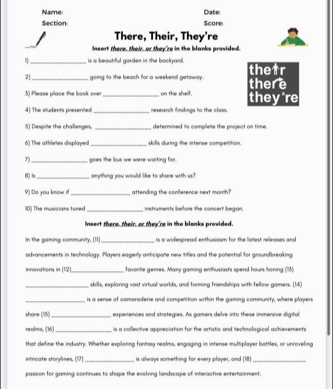 Tolentino - There, Their, and They’re (Classroom Activities) Link here ...