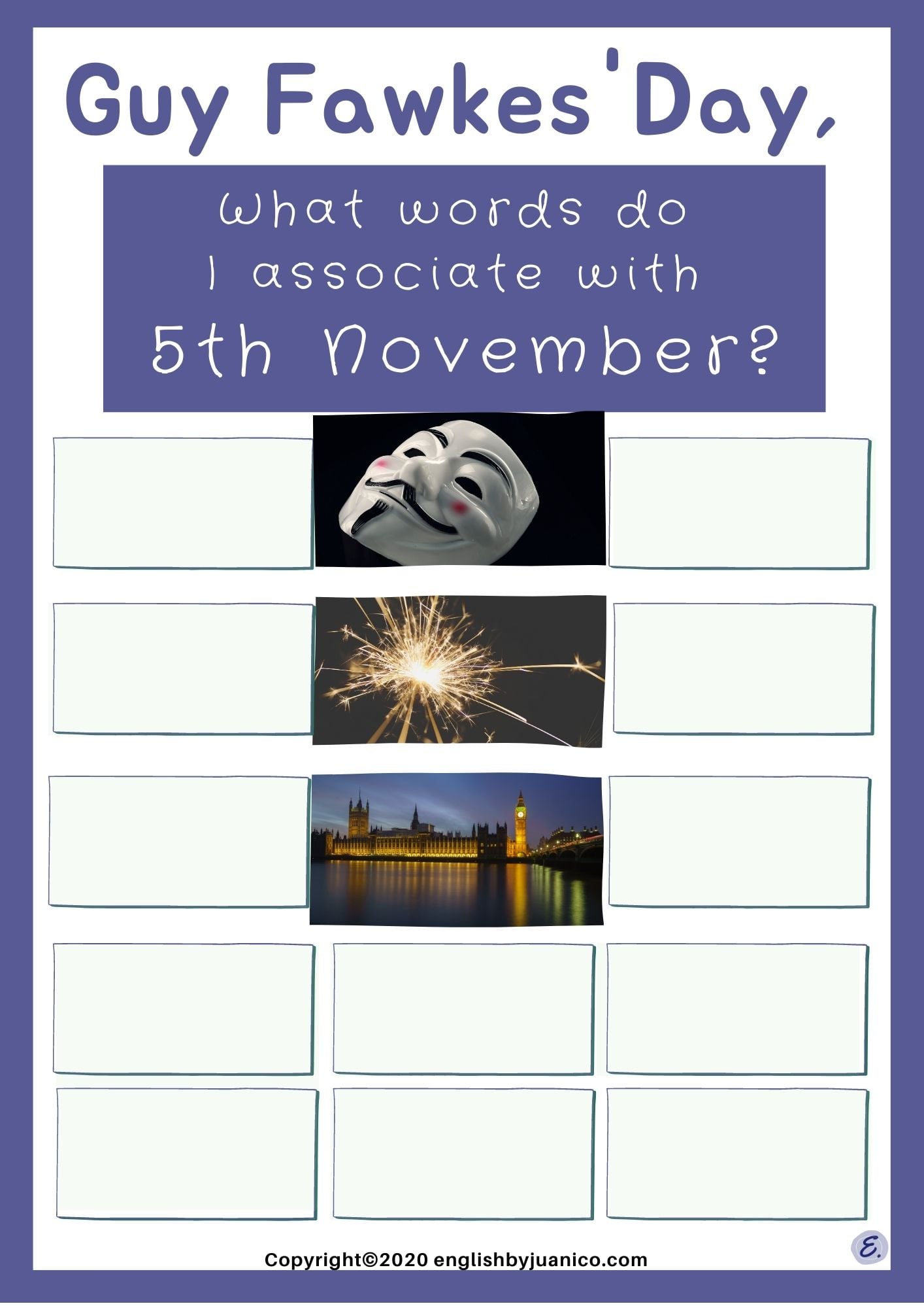 English Worksheets | Let's celebrate GUY FAWKES DAY on the 5th November