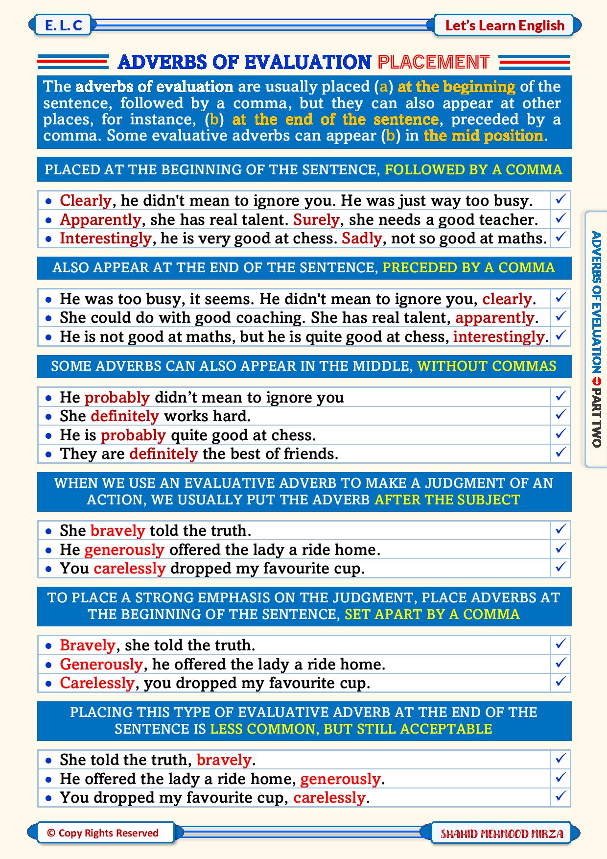 Practice Speaking English Daily | The **adverbs of evaluation** are ...