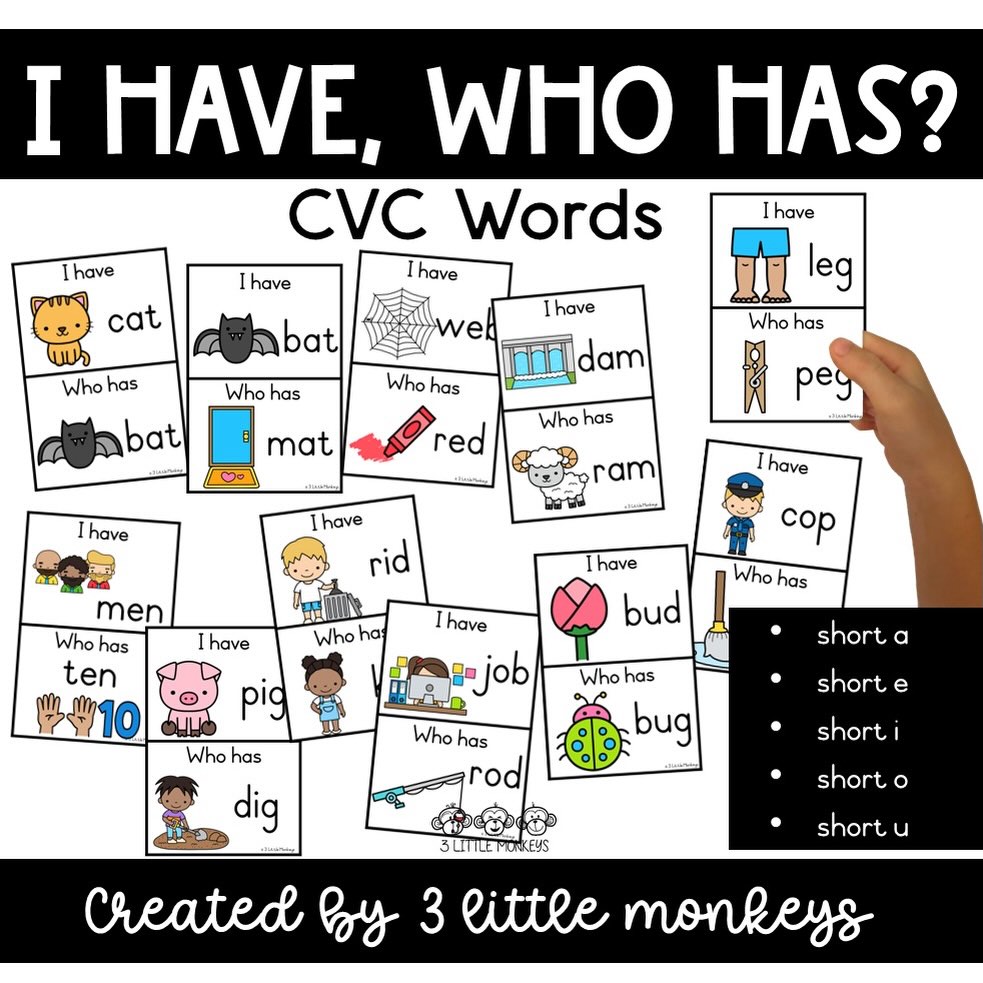 ️I have, who has CVC words ️ This... - 3 Little Monkeys | Facebook