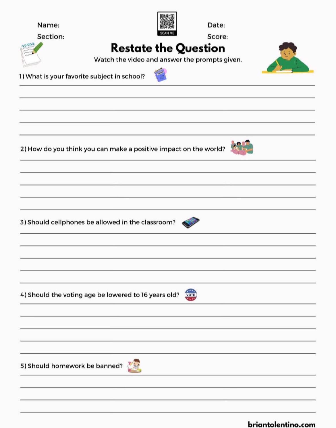 Tolentino - I train my students to “restate the question” when ...