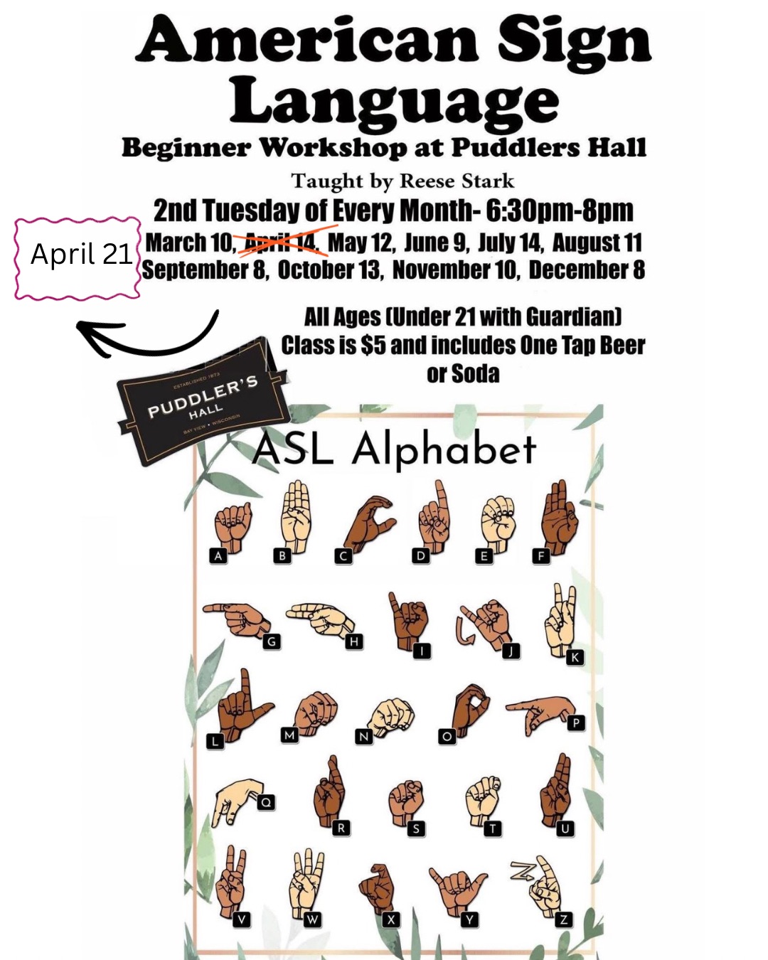 Intro to ASL at Puddlers Hall