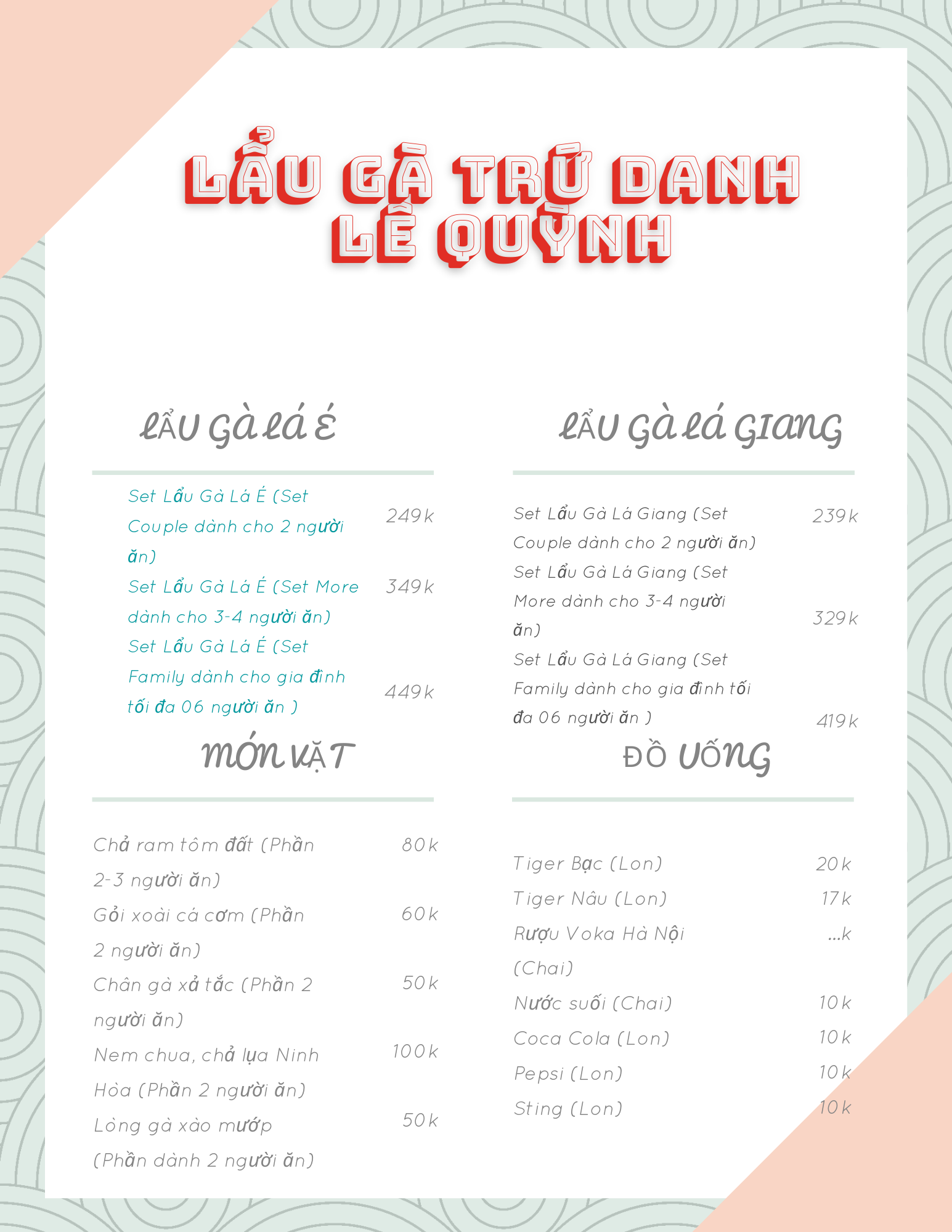 Lẩu Gà Lá É Lê Quỳnh ☀☀☀ Menu Lẩu Gà Trứ Danh Lê Quỳnh 👉 ThÊm MÓn