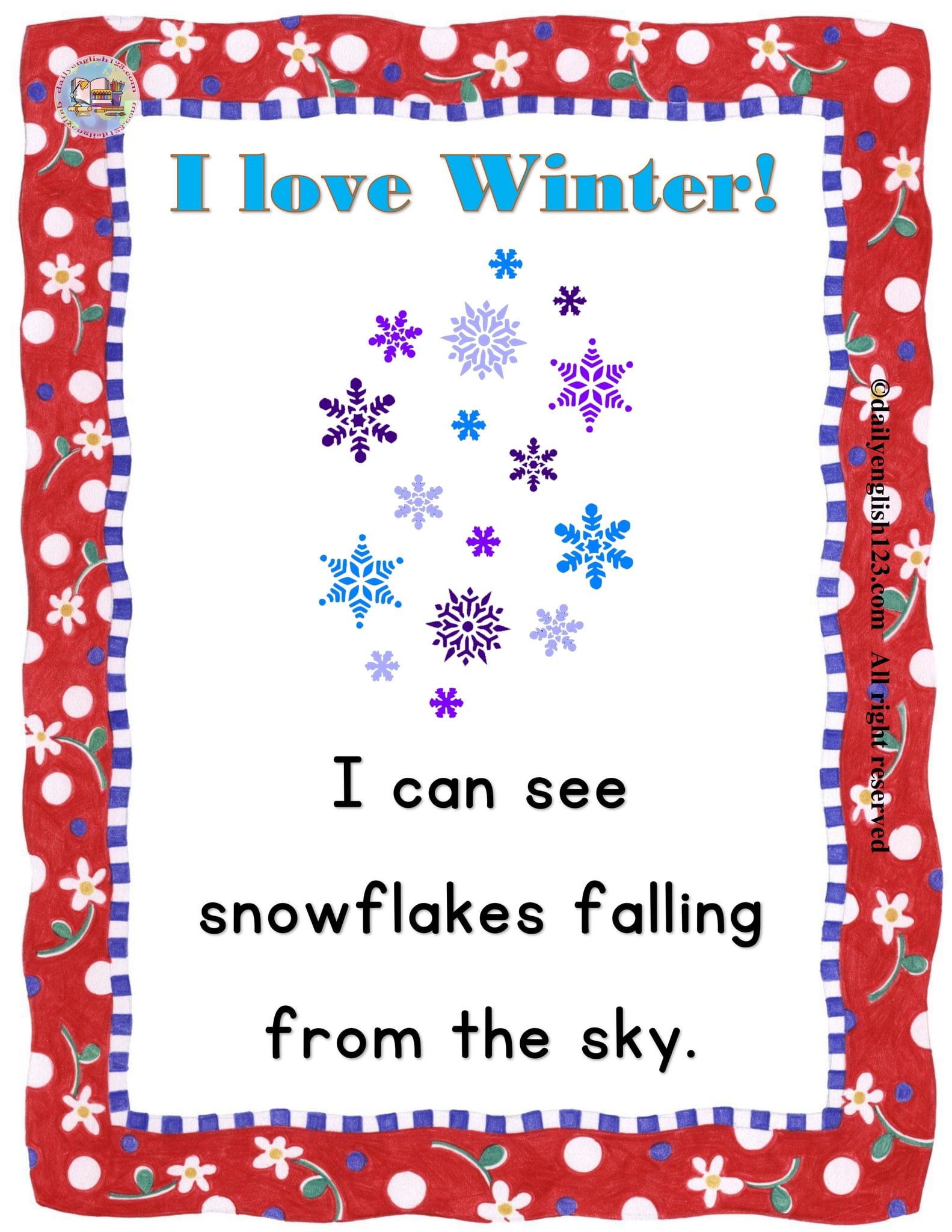 Worksheets4kids - I love winter (10 pages). Free download...