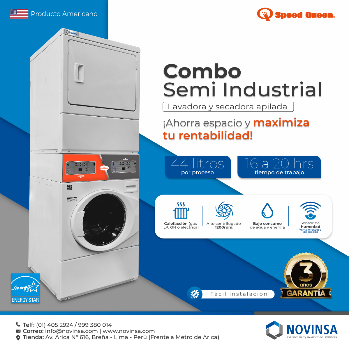 Novinsa ‼️lavadora Y Secadora Apilada Equipo Ideal Para