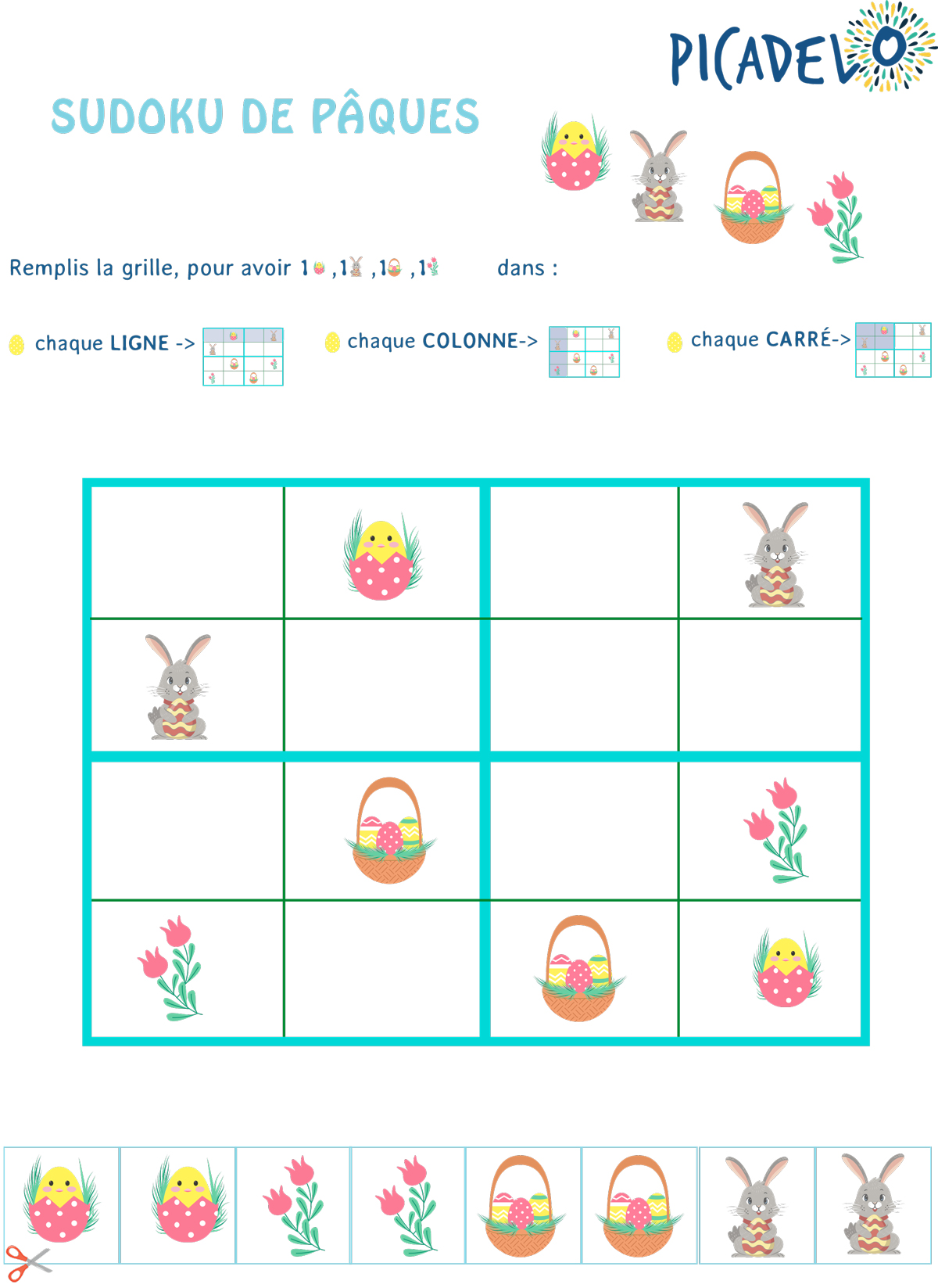 Picadelo - 🐣 "Sudoku et coloriage de Pâques" 🐰 Picadelo...