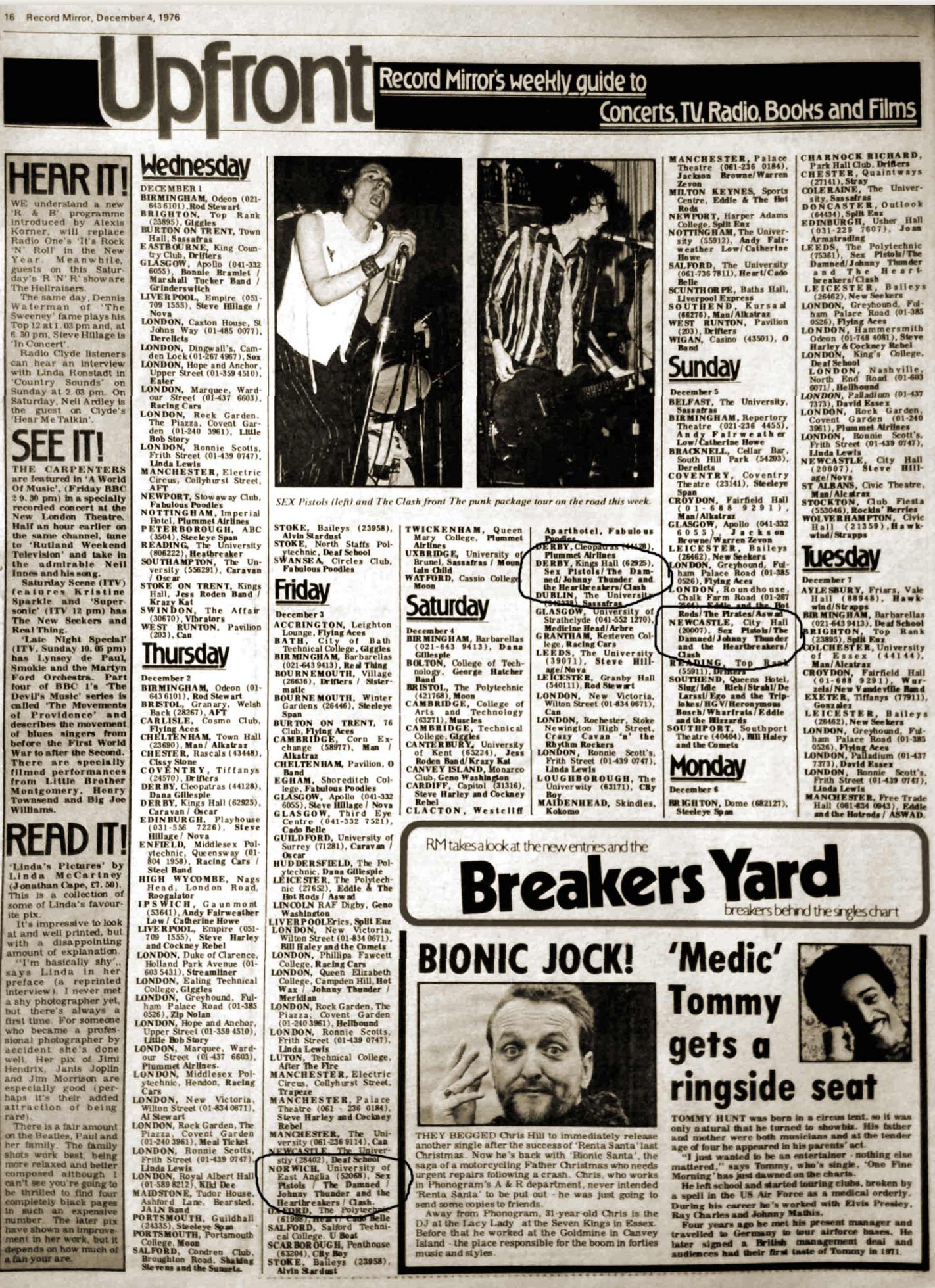 Sex Pistols Photo Archive 4th December 1976 Record Mirror Uk