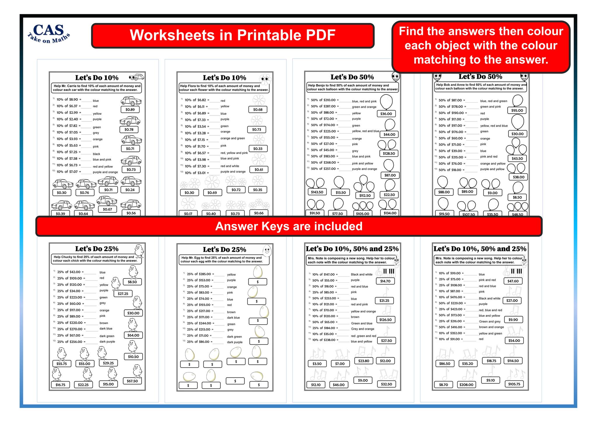 Australian Primary Teachers | #Percentages #Drills and Colouring ...
