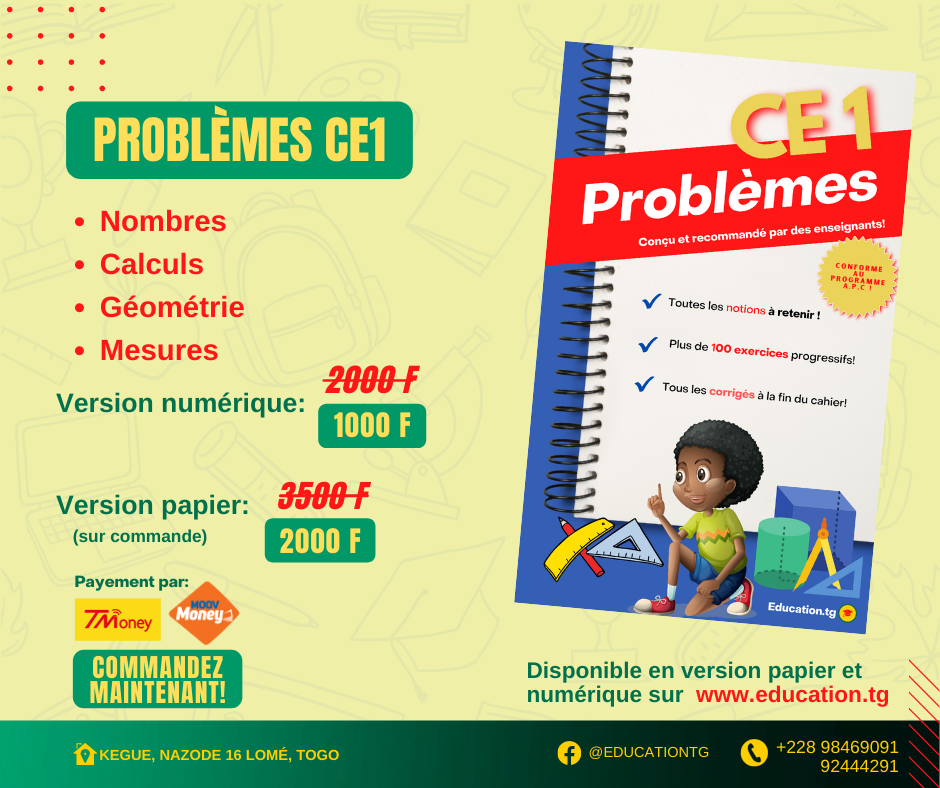 Education.tg - Cahier d’exercices de problème CE1... | Facebook