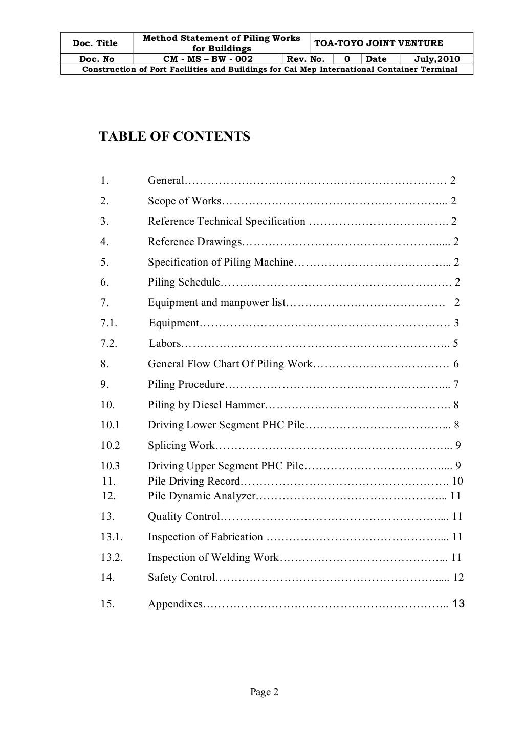 Method Statement For Piling Works The Civil Engineering 5101