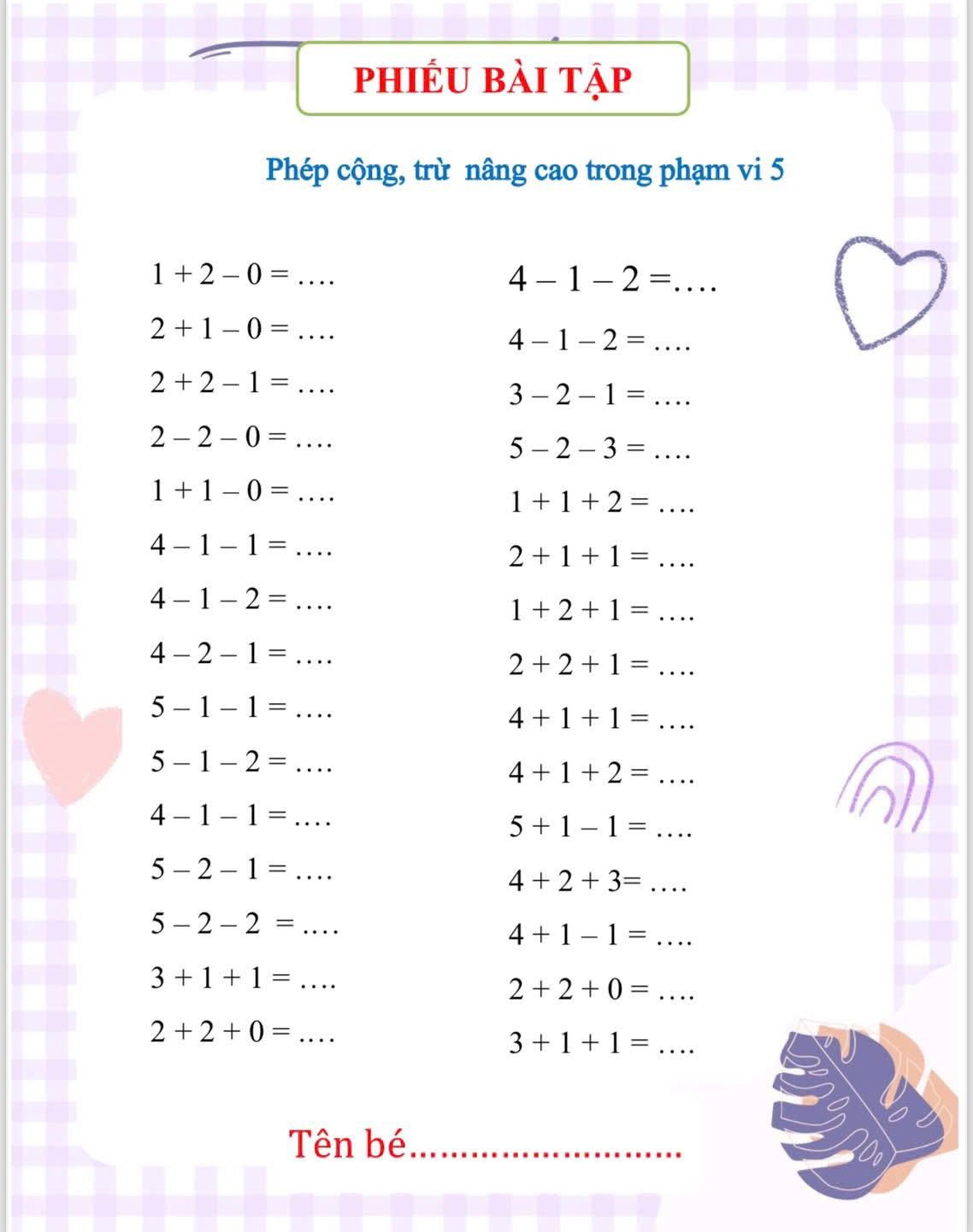 Cô Giáo Hậu - Làm toán trong phạm vi 20 mới vào lớp 1 Link... | Facebook