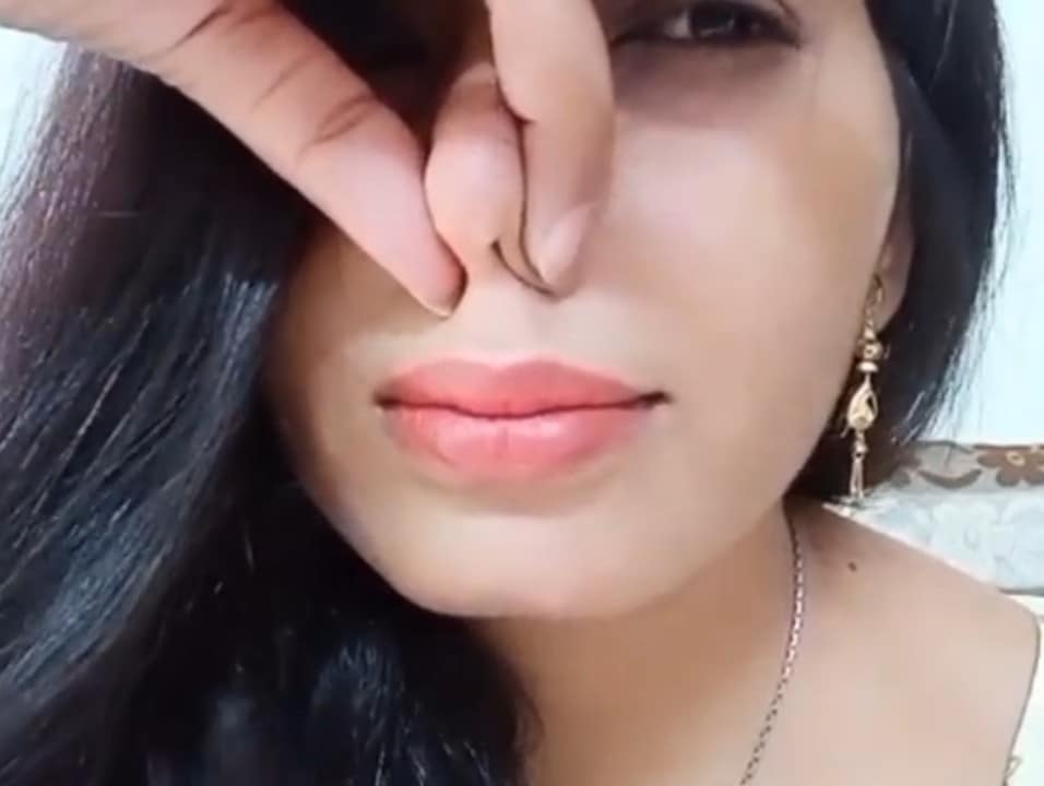 Beautiful Girl Nose Pinch Play Nose Fetish Play
