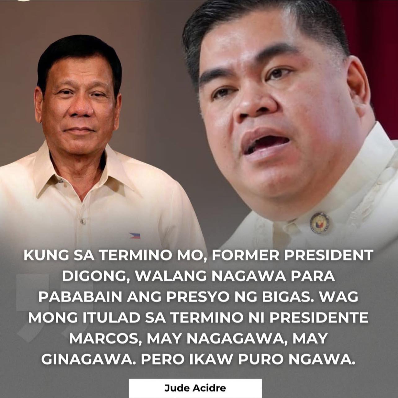 Andrew Sasagutin Ko Itong Jude Acidre Na Ito 1 Mababa Nga Ang Bigas
