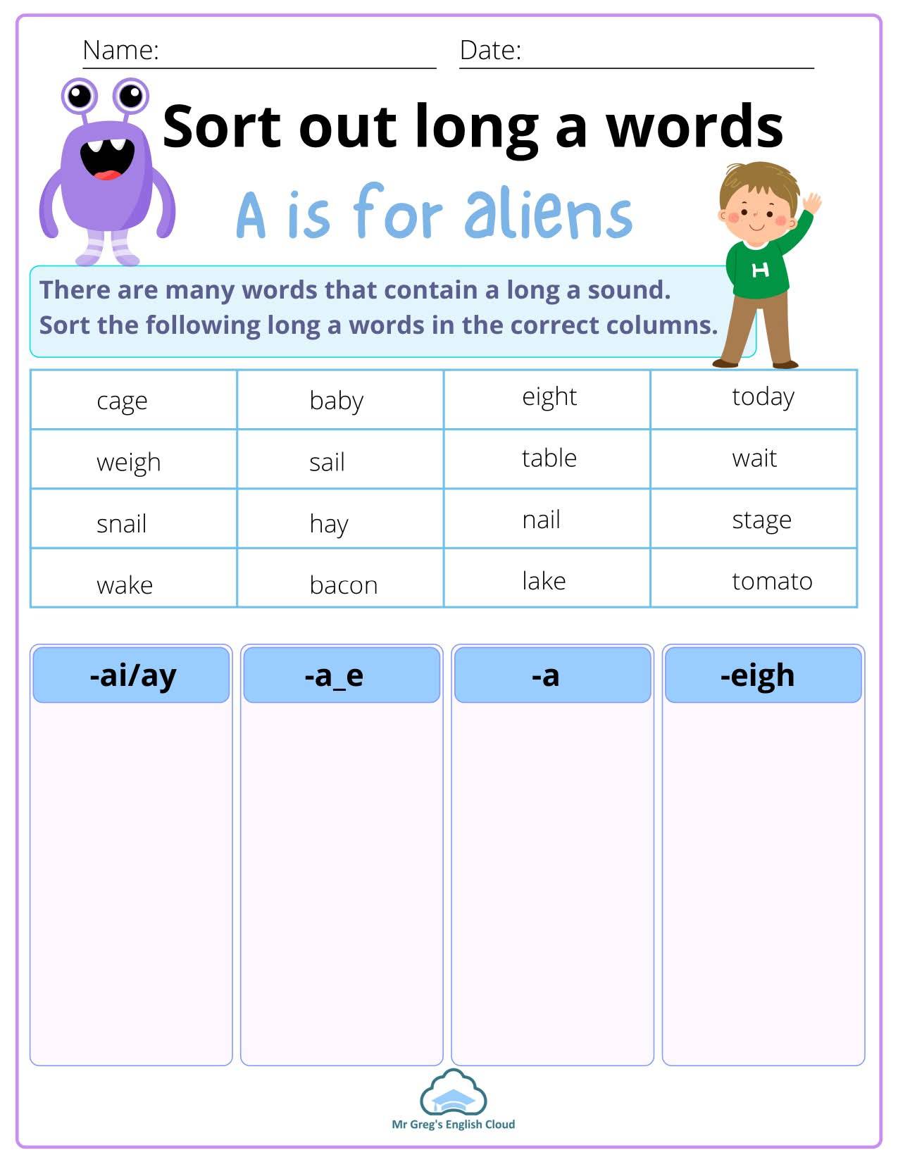 KINDERGARTEN WORKSHEETS & RESOURCES👨‍👩‍👧‍👧 | Long vowel worksheets ...