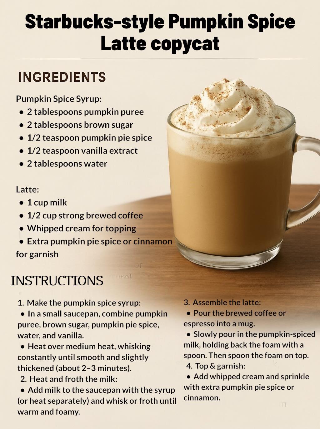 Lori's - Starbucks-style Pumpkin Spice Latte copycat Ingredients ...