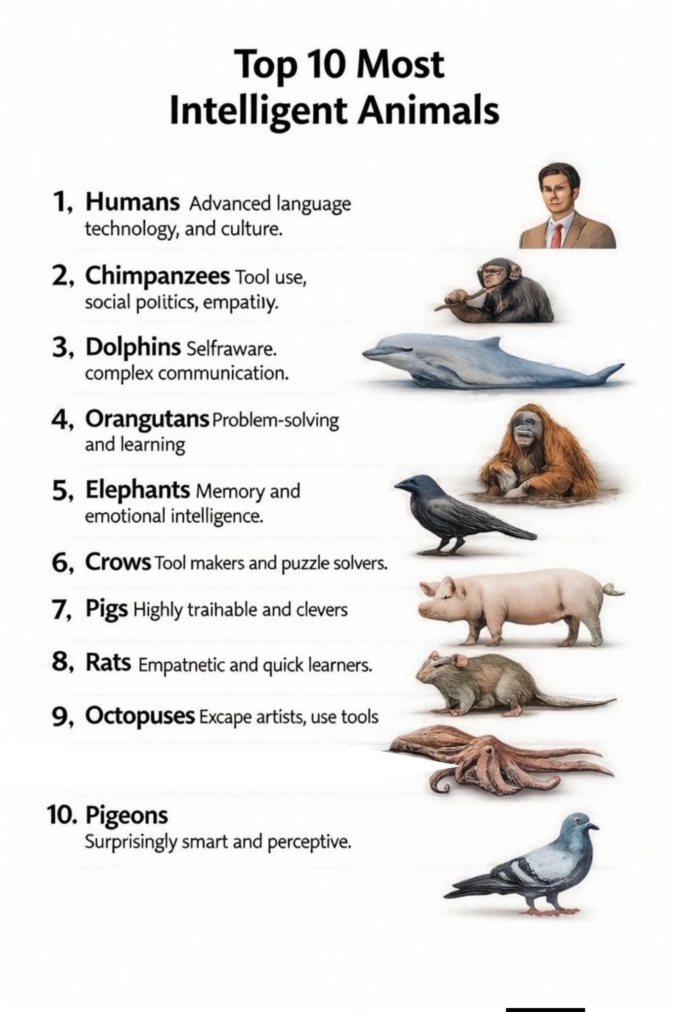 Anthony - Top 10 Most Intelligent Animals 🧠🐾 (Ranked by cognitive ...