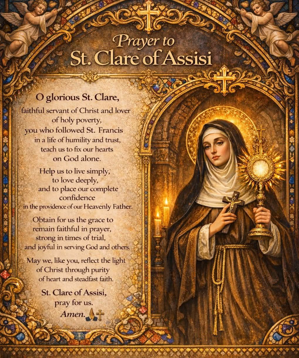 Ecclesiasticus - ⚜ Prayer to St. Clare of Assisi O glorious St. Clare ...