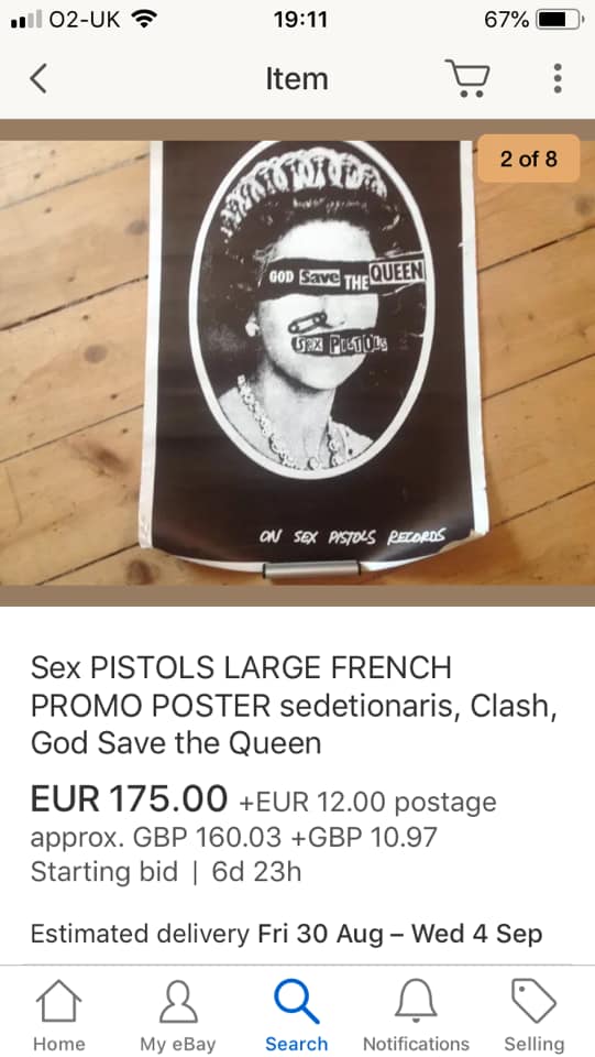 Sex Pistols Memorabilia Avoid This Poster On Ebay Its Is Wrong Size 2892