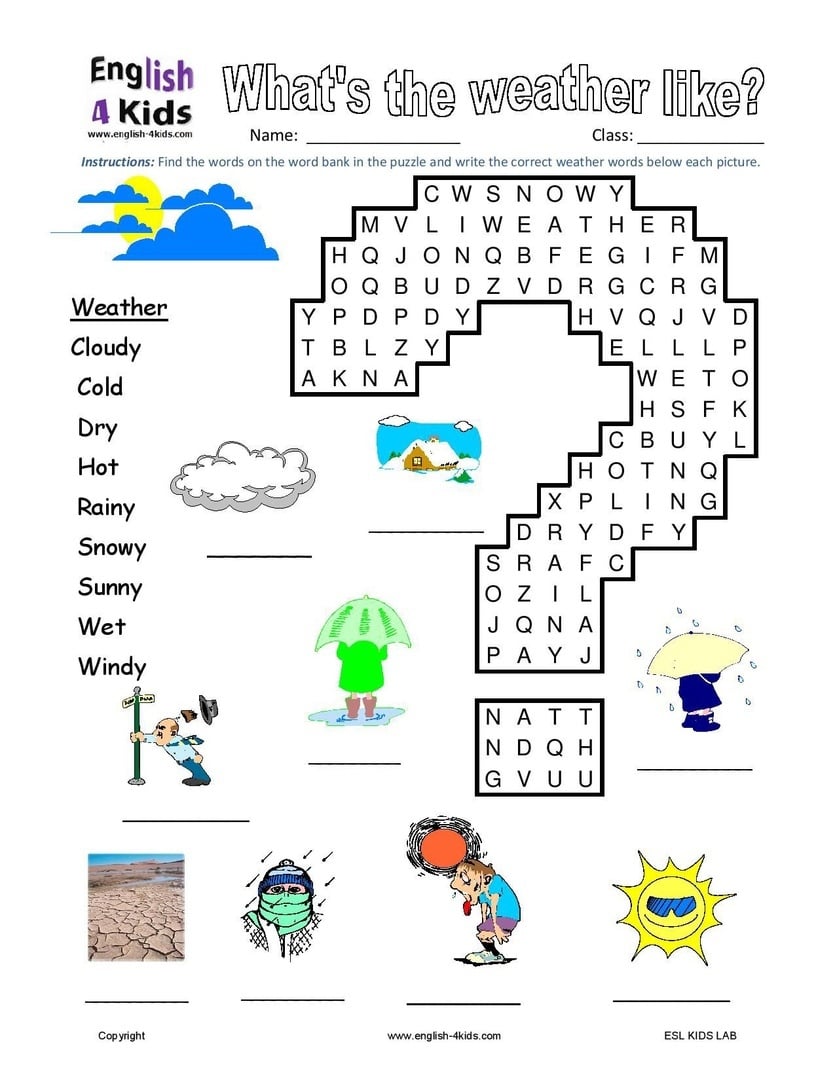 CTS - What is the weather like? - English Worksheets for Kids
